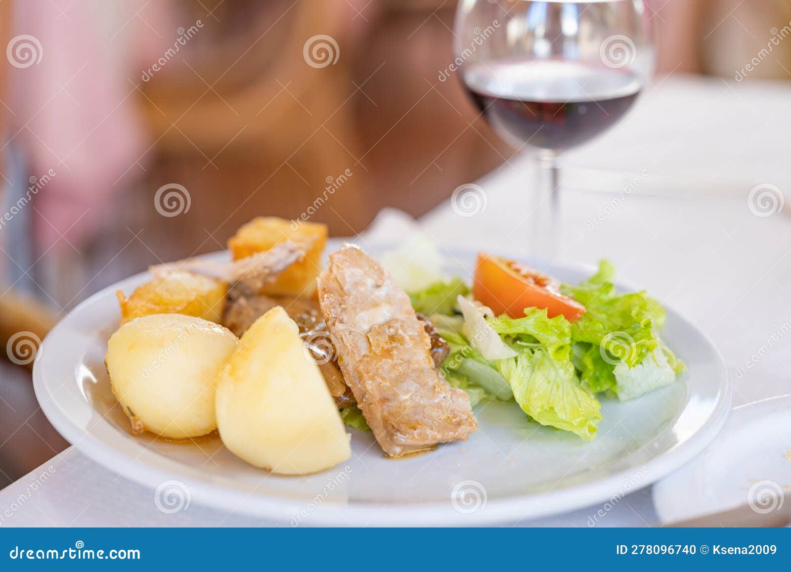 Lunch with a Glass of Wine in Madeira Stock Photo - Image of dinner ...
