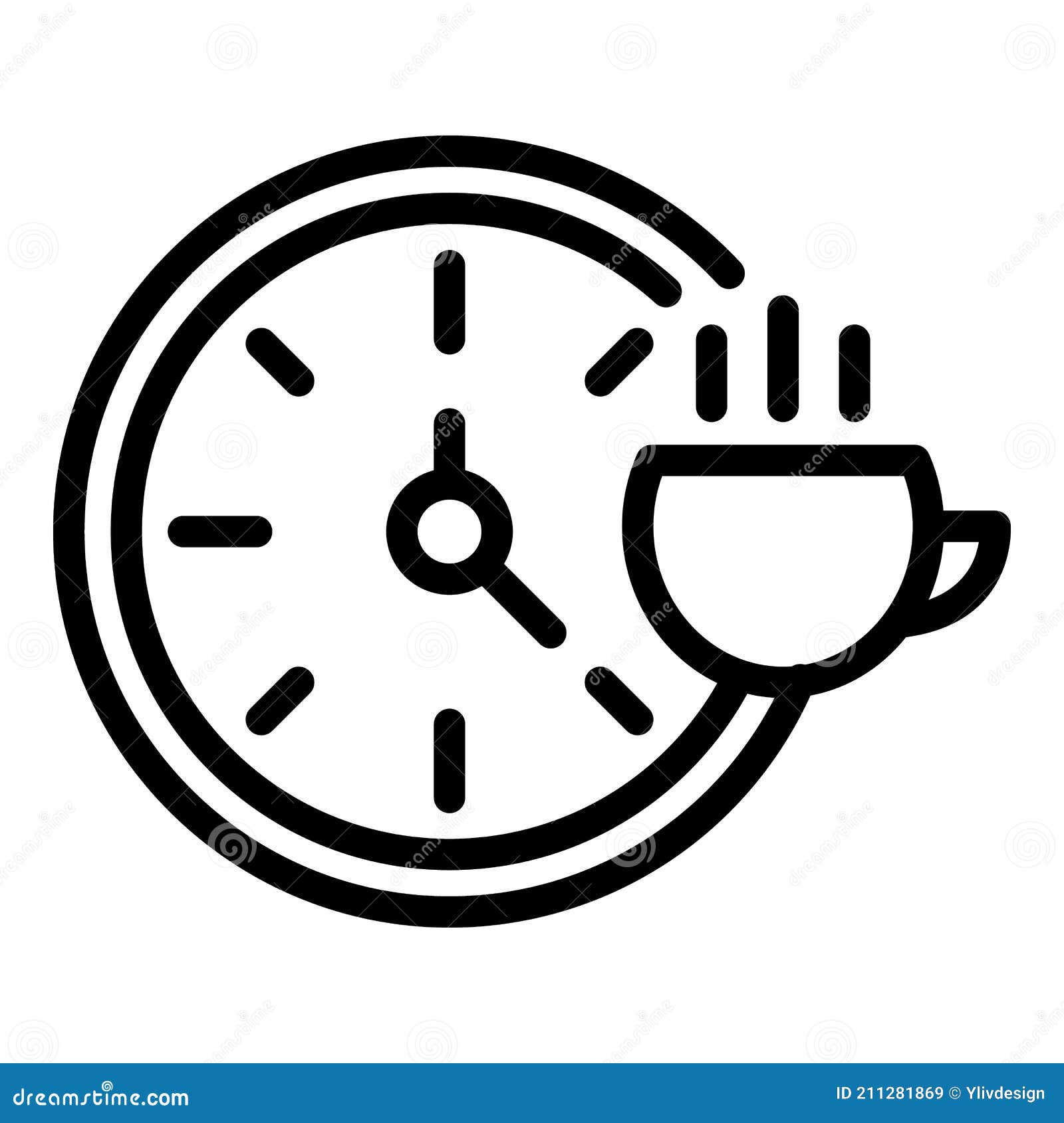 Lunch Hour Icon, Outline Style Stock Vector - Illustration of countdown ...