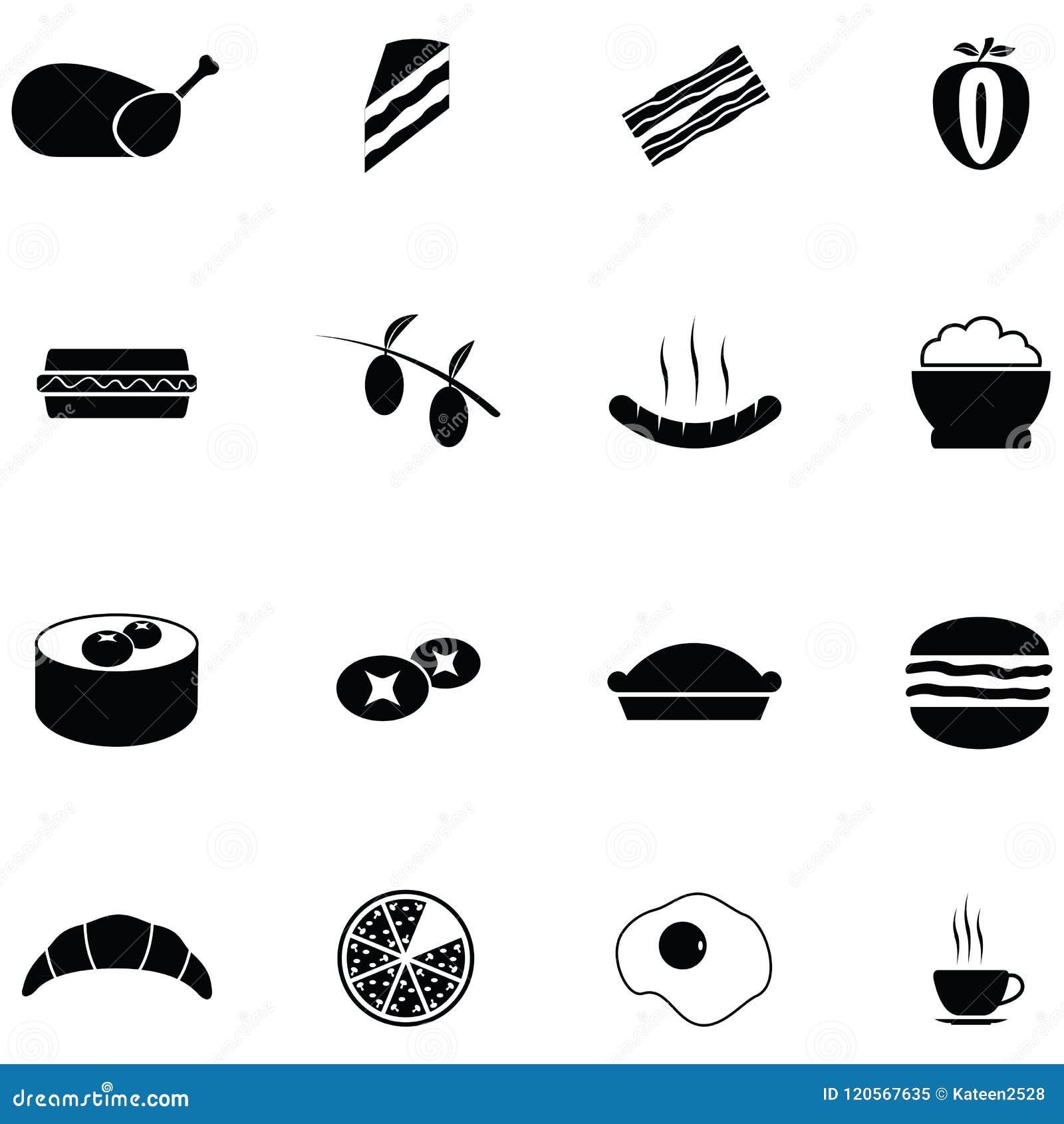 Lunch icon set stock vector. Illustration of drink, water - 120567635