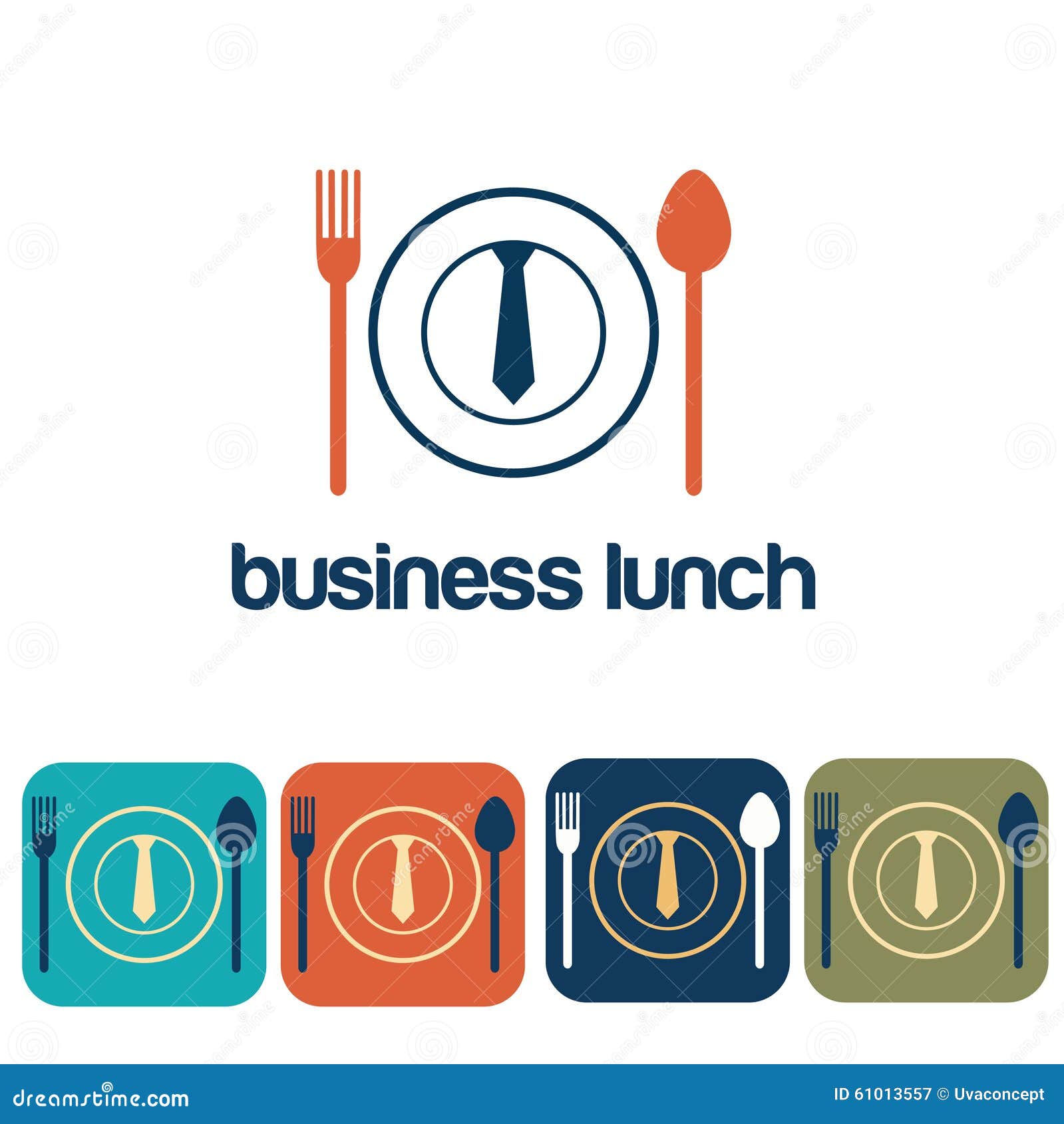 Lunch and Icon Set Flat Design Stock Vector - Illustration of office ...