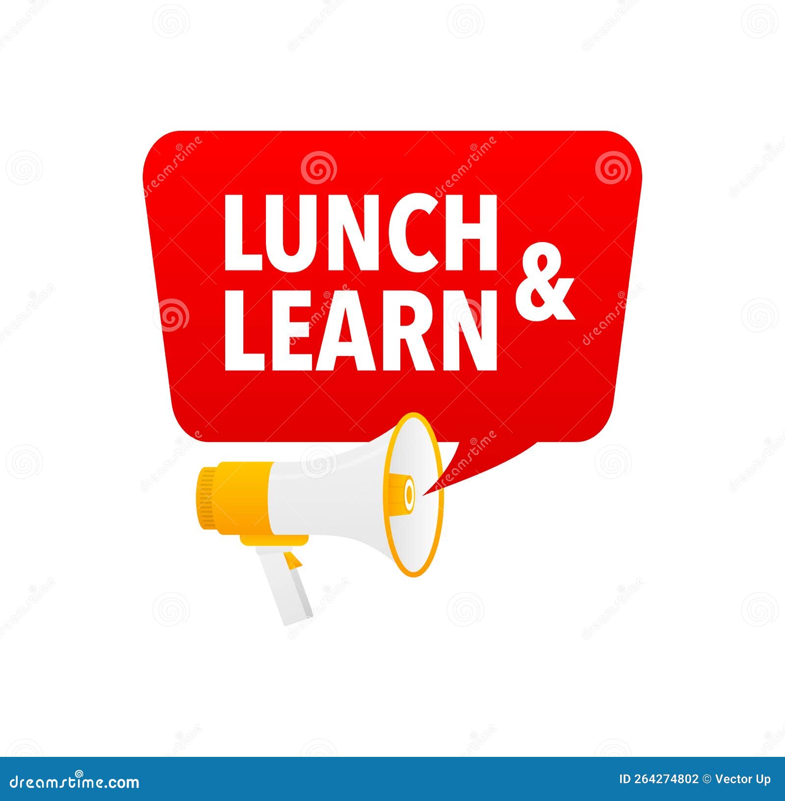 Lunch and Learn Announcement Megaphone Label. Loudspeaker Speech Bubble. Stock Vector ...