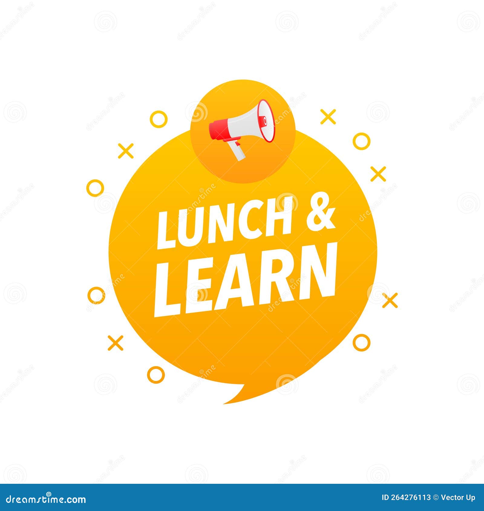 Lunch and Learn Announcement Megaphone Label. Loudspeaker Speech Bubble ...