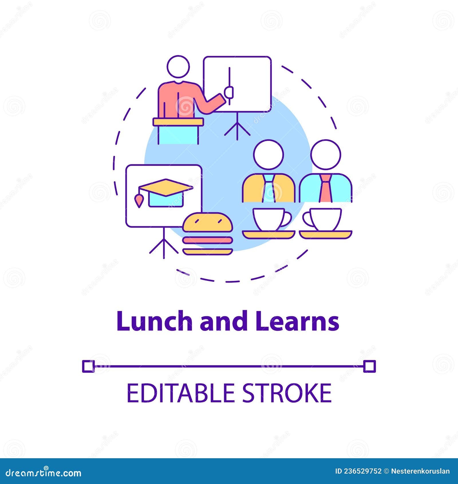 Lunch And Learns Linear Icon Vector Illustration | CartoonDealer.com ...