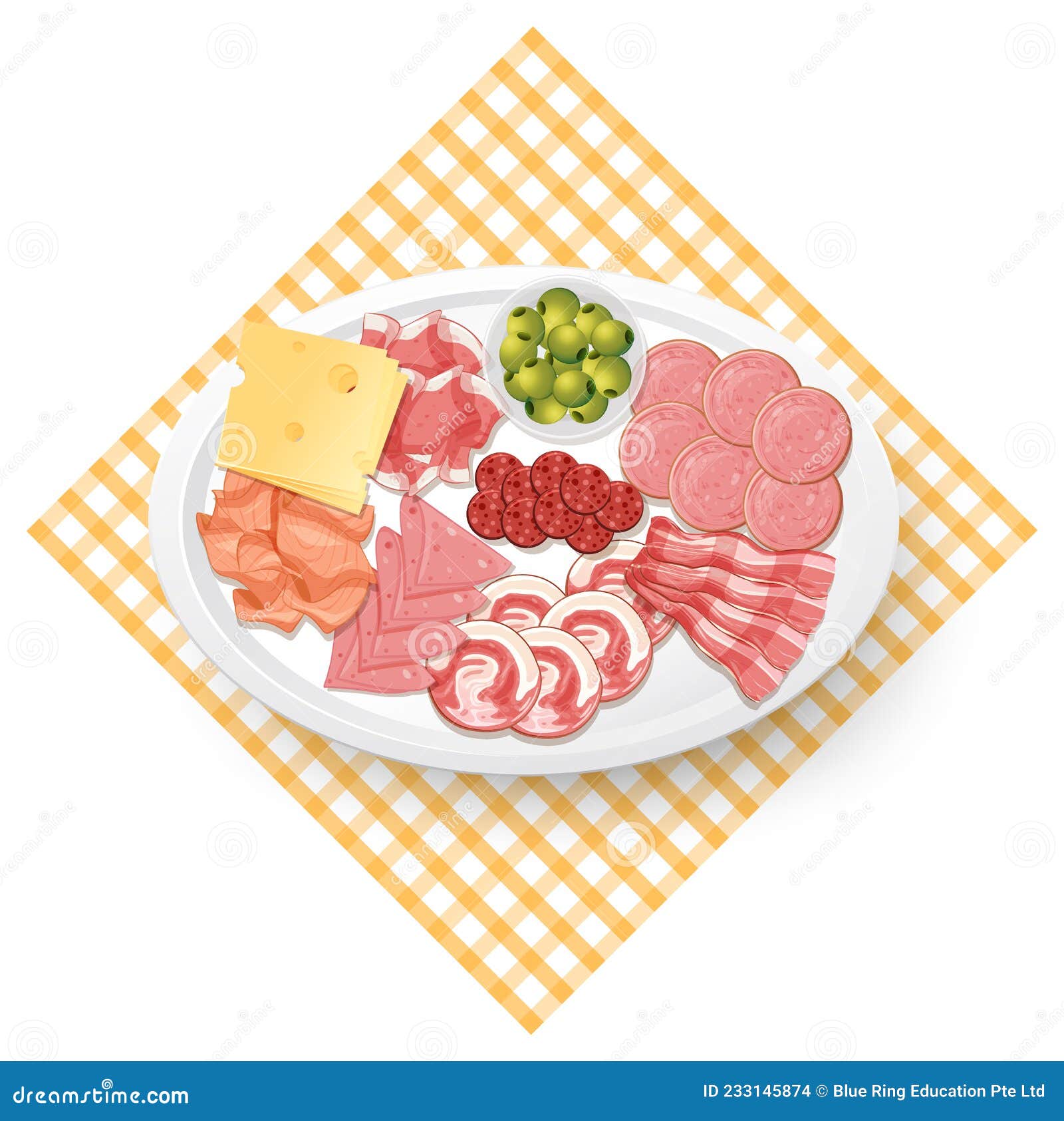 Lunch Meat Set with Different Cold Meats on Platter Stock Vector ...