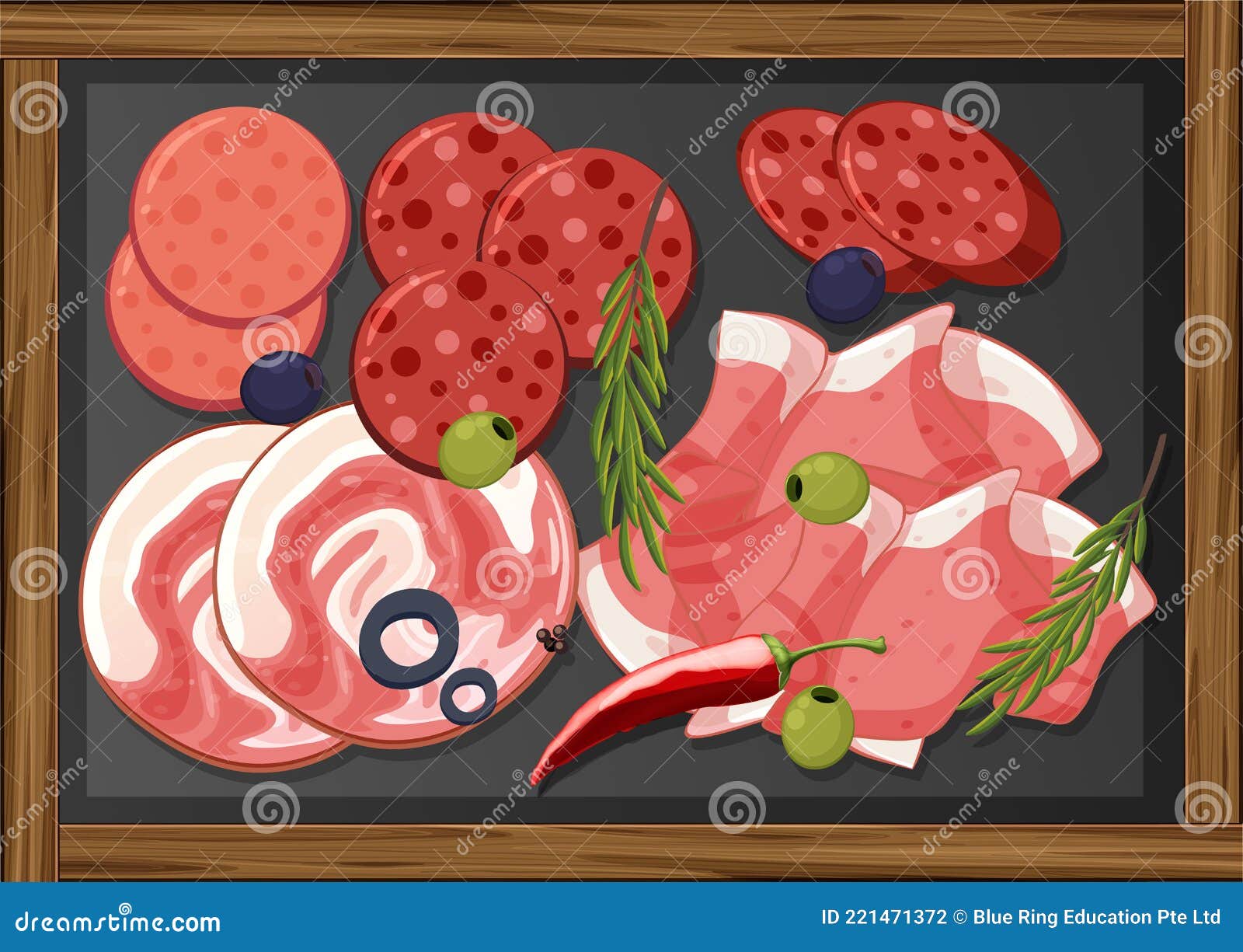 Lunch Meats Set with Different Cold Meats on Platter Stock Vector ...
