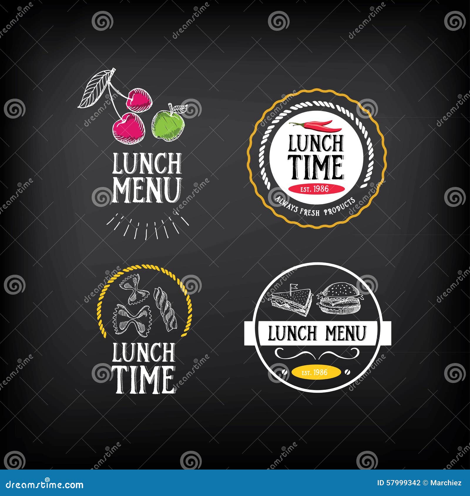 Lunch Menu Logo and Badge Design.Vector with Graphic. Stock Vector ...