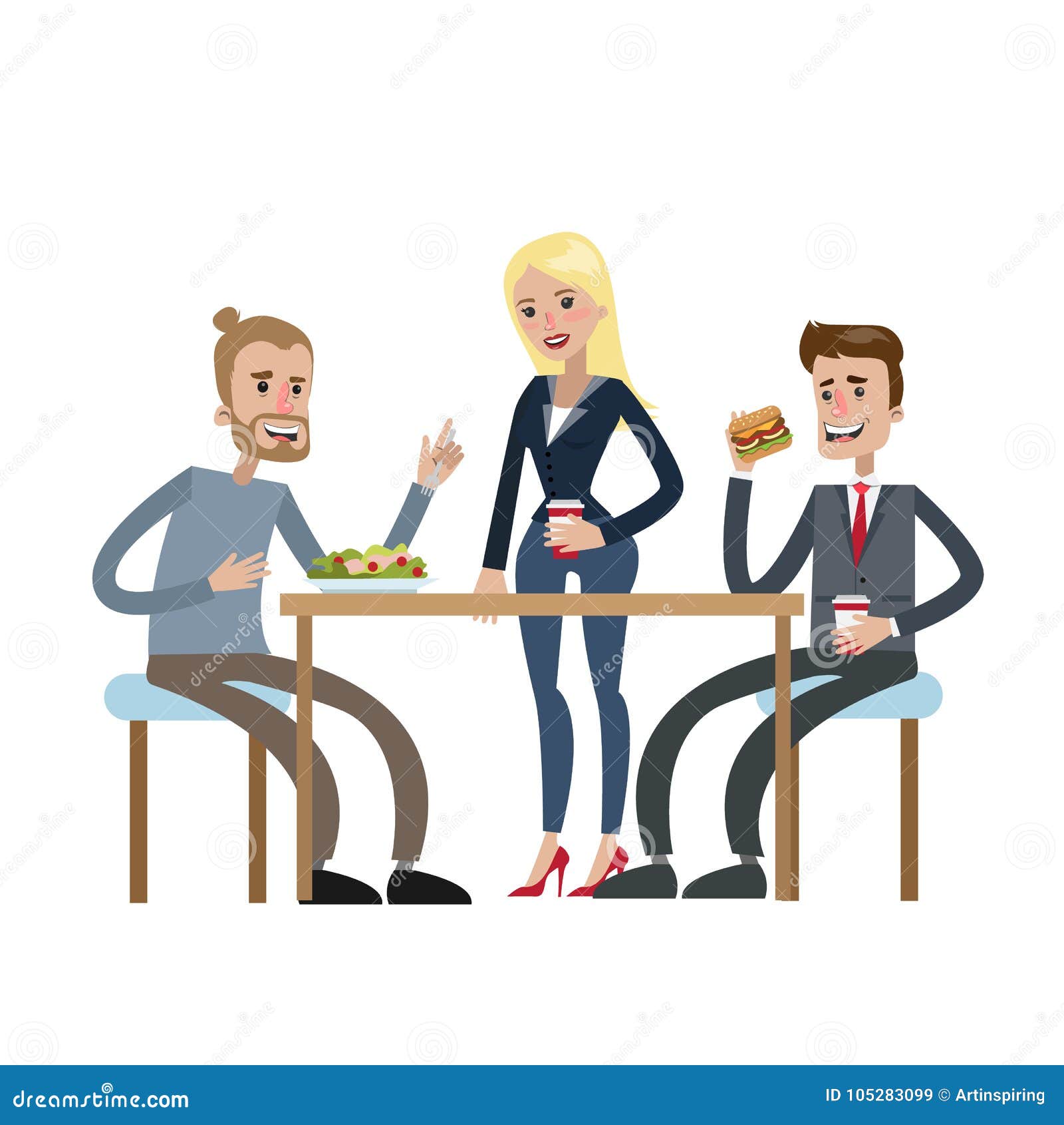 Lunch at office. stock vector. Illustration of cartoon - 105283099