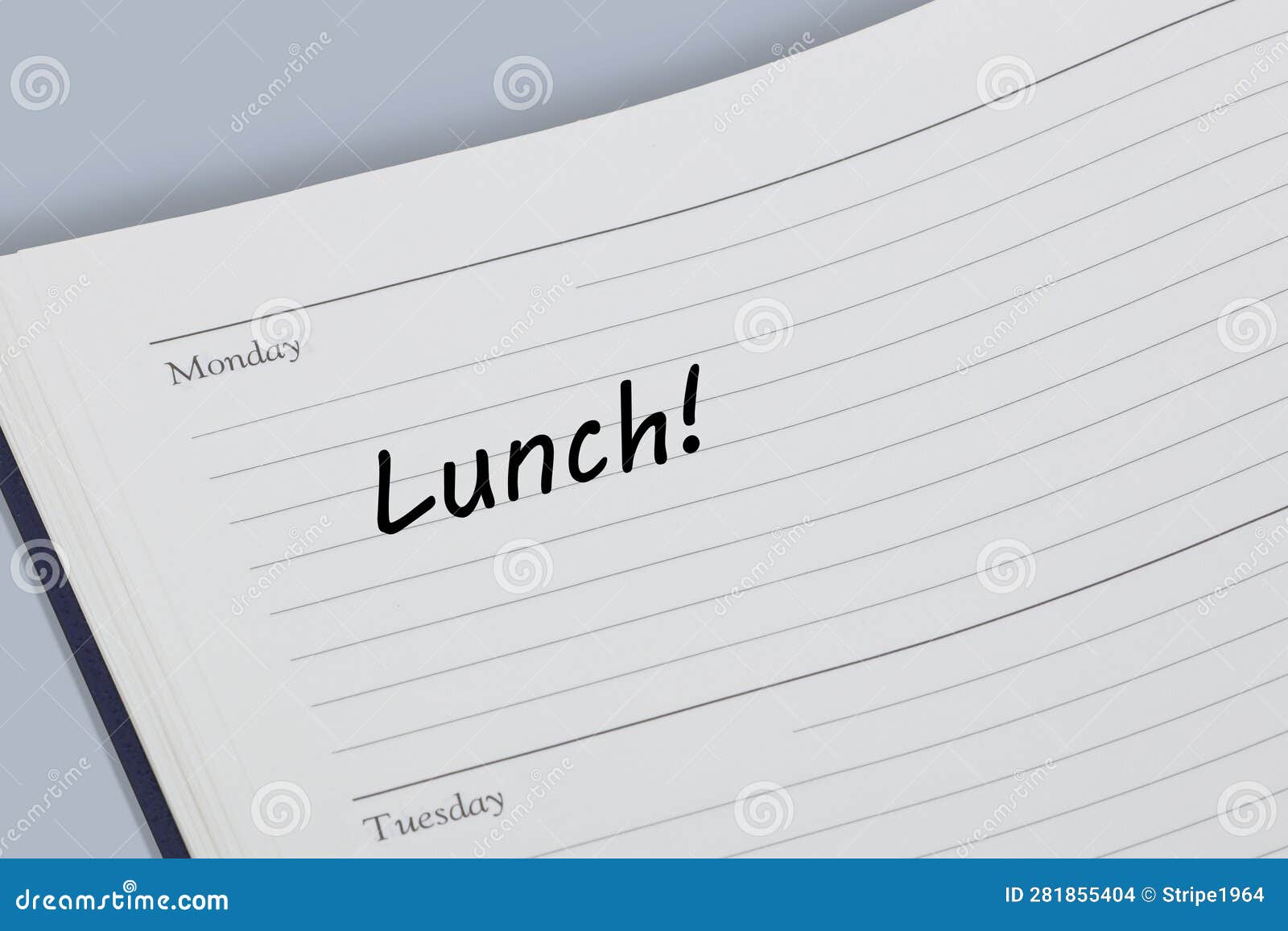 Lunch Reminder Note in Black Ink on a Diary Page Stock Photo - Image of ...