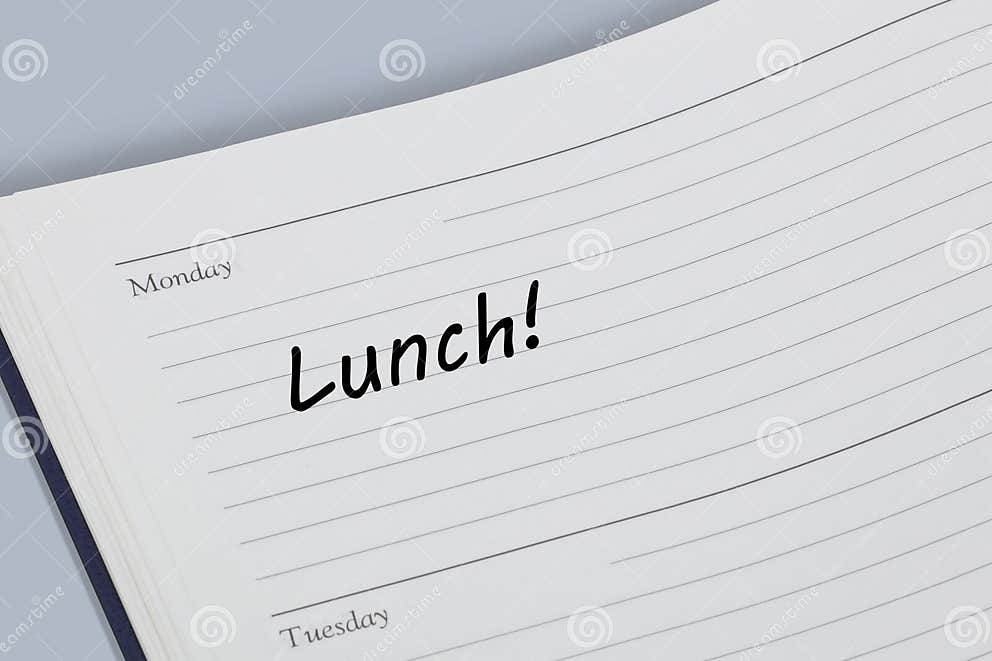 Lunch Reminder Note in Black Ink on a Diary Page Stock Photo - Image of ...