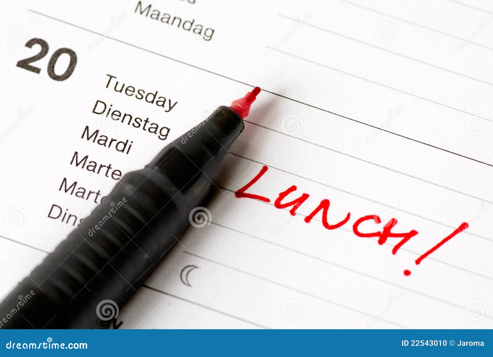 Lunch Reminding Note in Calendar Stock Photo - Image of event, planner ...