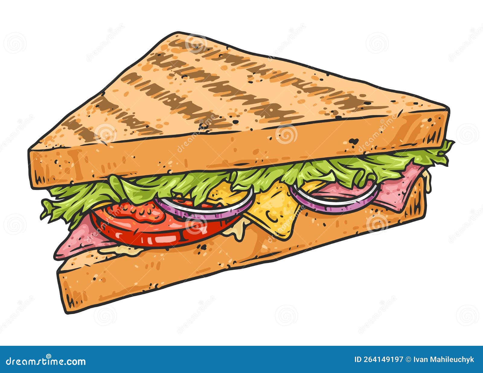 Lunch Sandwich Label Colorful Detailed Stock Vector - Illustration of ...