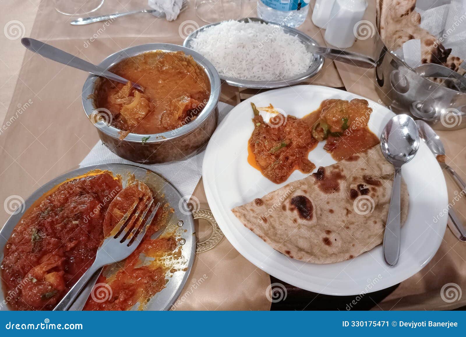 A Lunch Spread at an Indian Restaurant, Displaying Various Menu Items ...