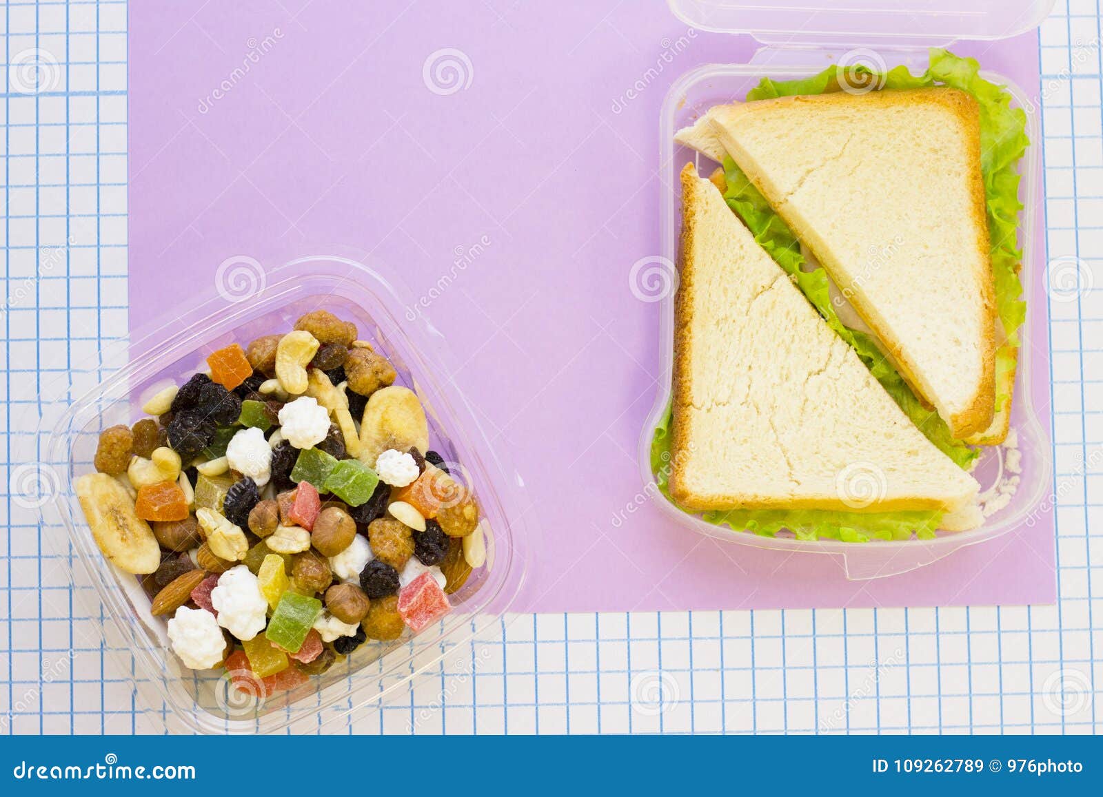 Lunch on a Squared Paper Background Stock Image - Image of kitchen ...