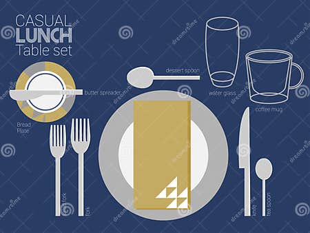 LUNCH TABLE SETTING stock vector. Illustration of flat - 54626549