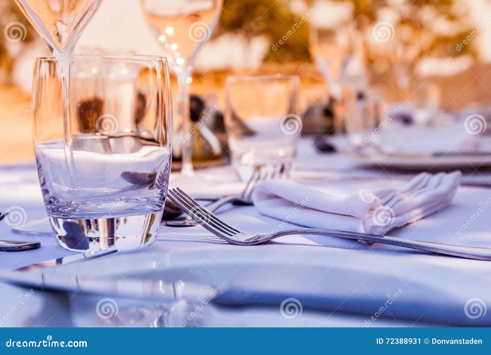 Lunch Table Setting with Cutlery and Glasses Stock Image - Image of ...