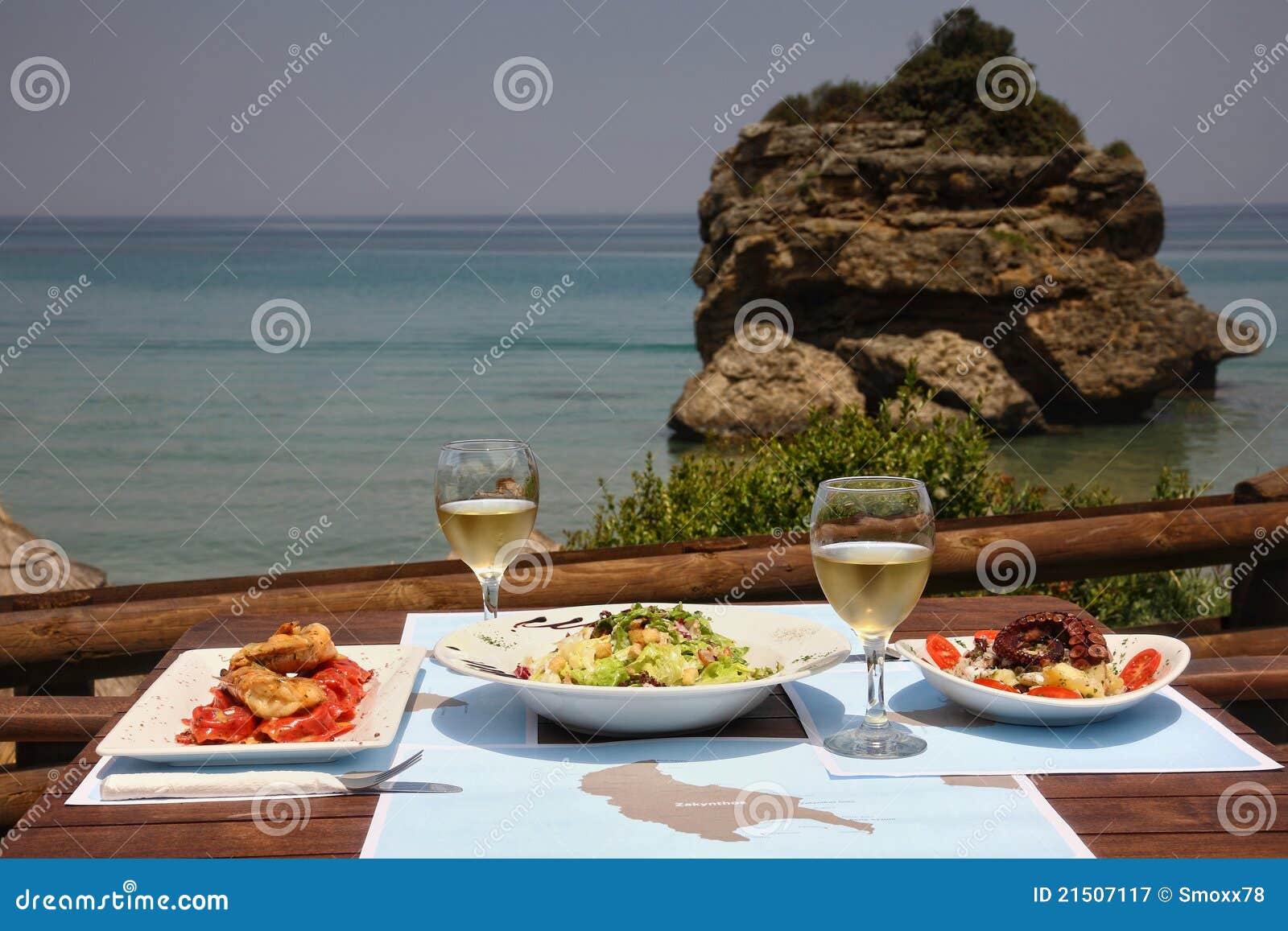 Lunch on a Table for Two at Restaurant Stock Image - Image of table ...