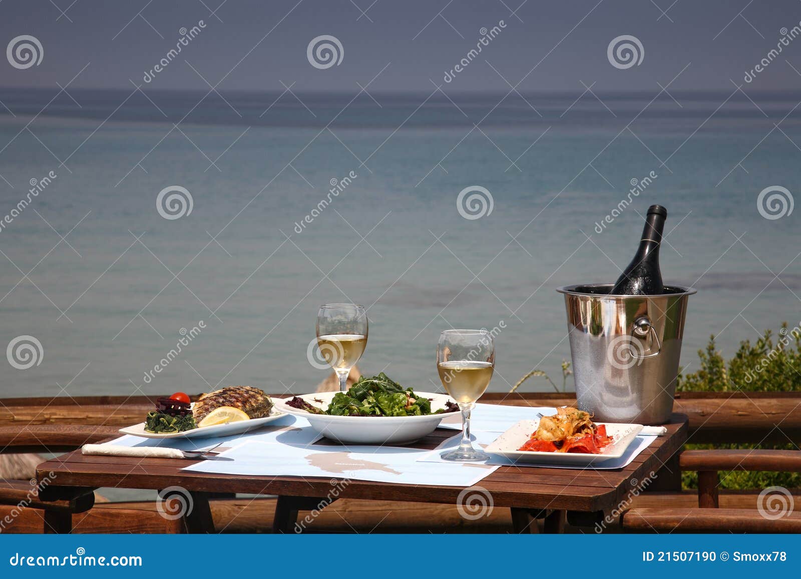 Lunch on a Table for Two at Restaurant Stock Photo - Image of sandy ...