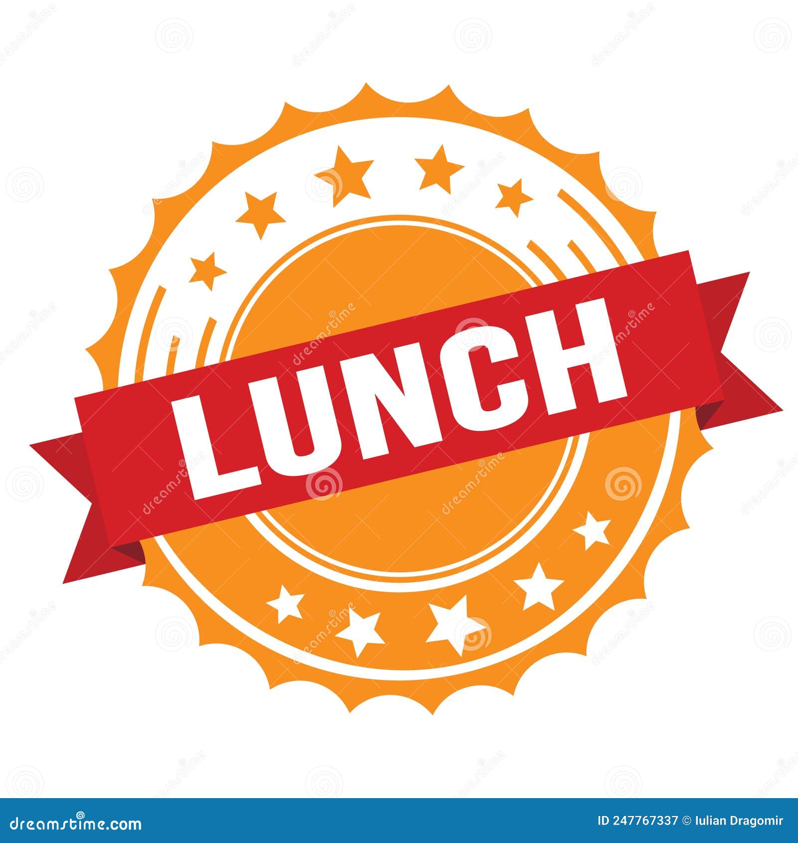 LUNCH Text on Red Orange Ribbon Stamp Stock Illustration - Illustration ...