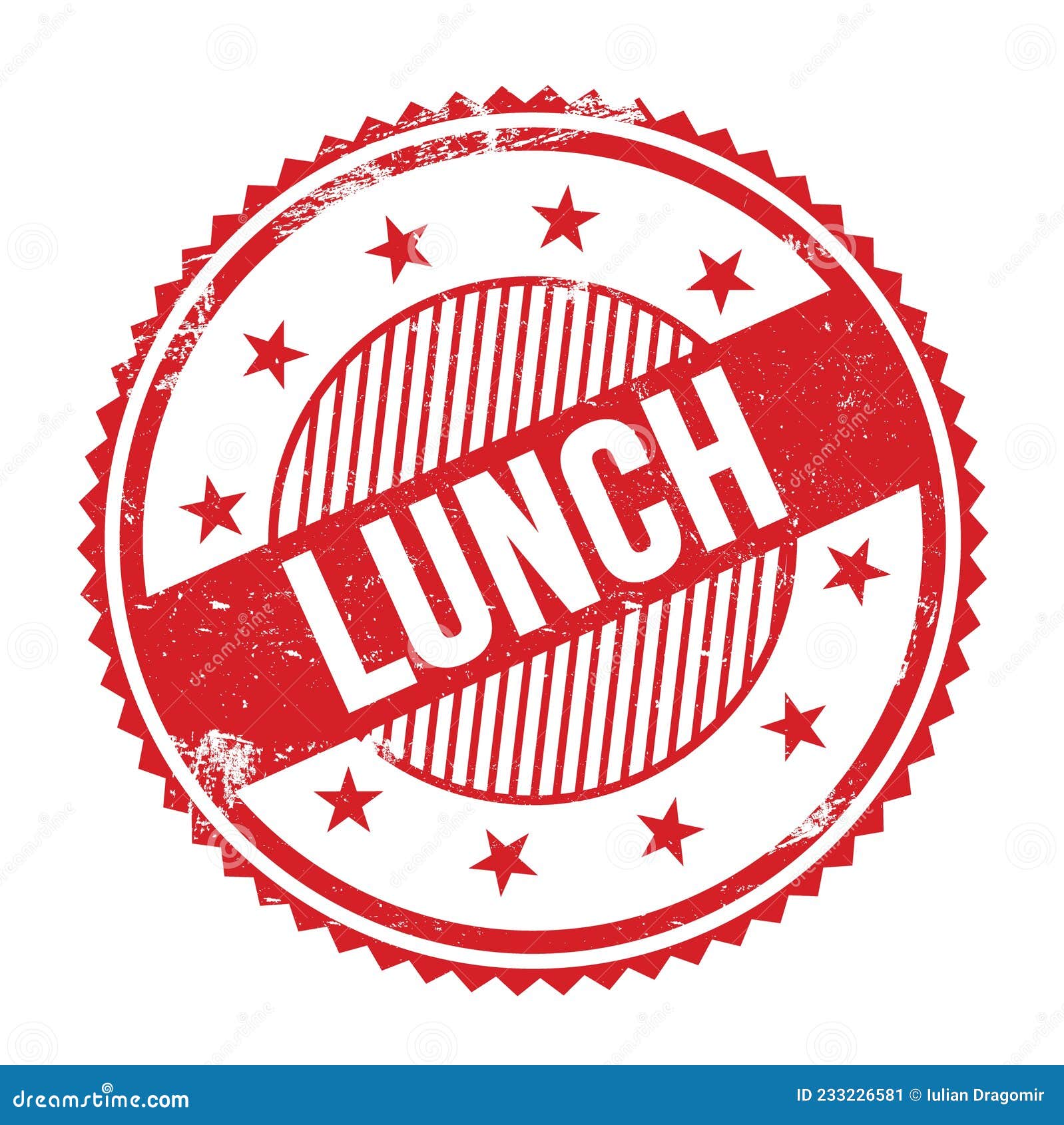 LUNCH Text Written on Red Grungy Round Stamp Stock Illustration ...