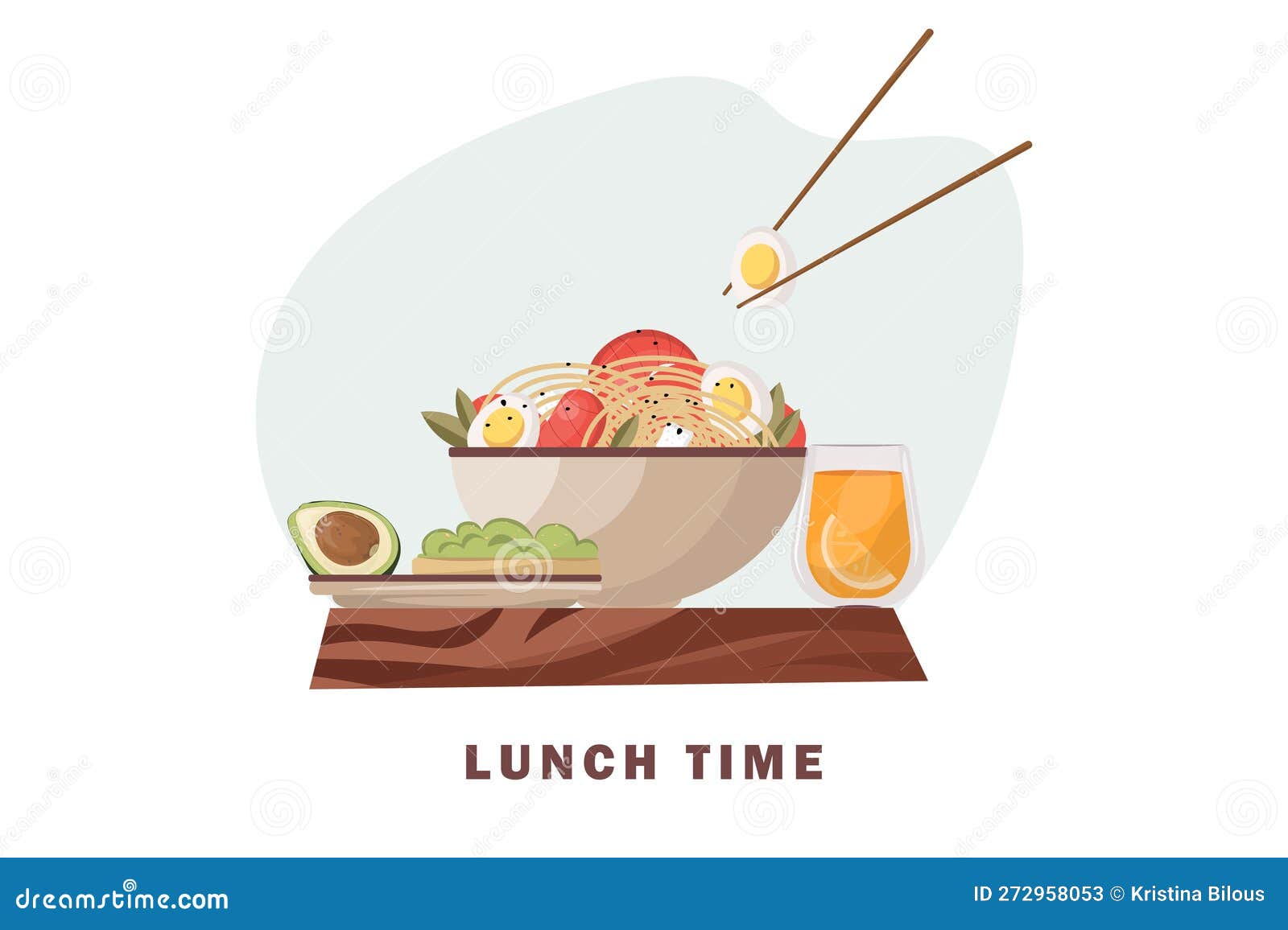 Lunch Time Vector Korean Food Cartoon Illustration Stock Vector - Illustration of font, fresh ...