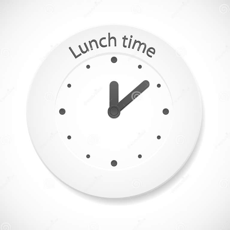 Lunch time clock stock vector. Illustration of lunch - 21210955