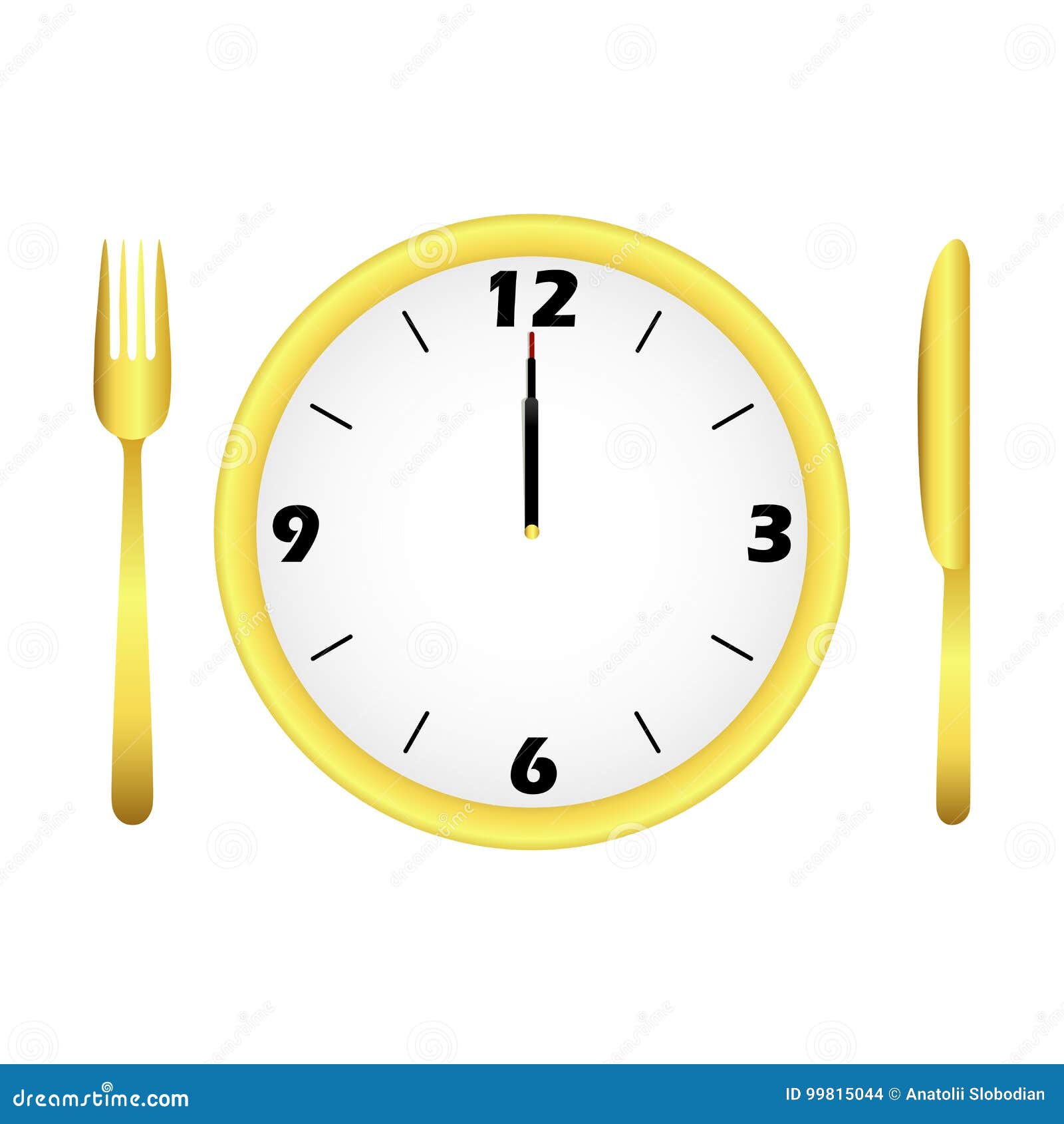 Lunch Time Concept. Vector Illustration of a Dining Setup Showing Time ...