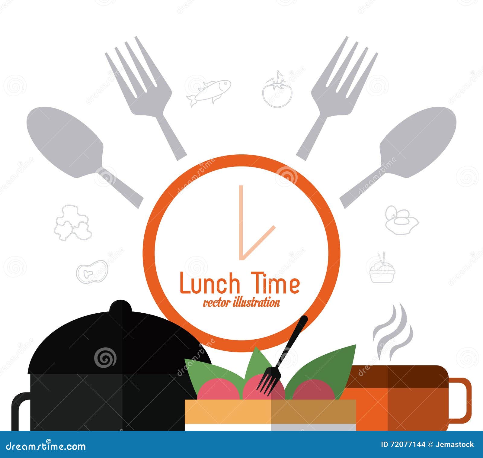 Lunch Time Design. Menu Icon. Flat Illustration , Editable Vector Stock ...