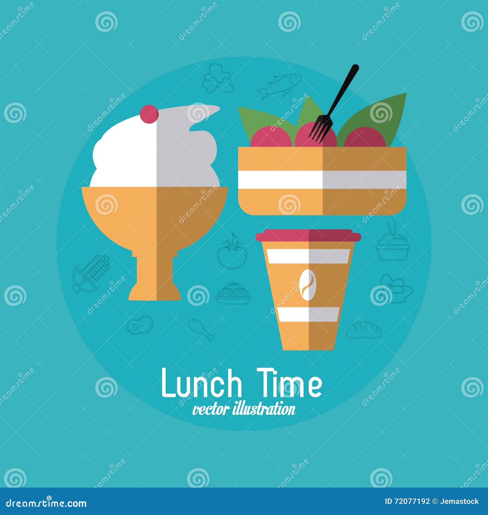 Lunch Time Design. Menu Icon. Flat Illustration , Editable Vector Stock ...