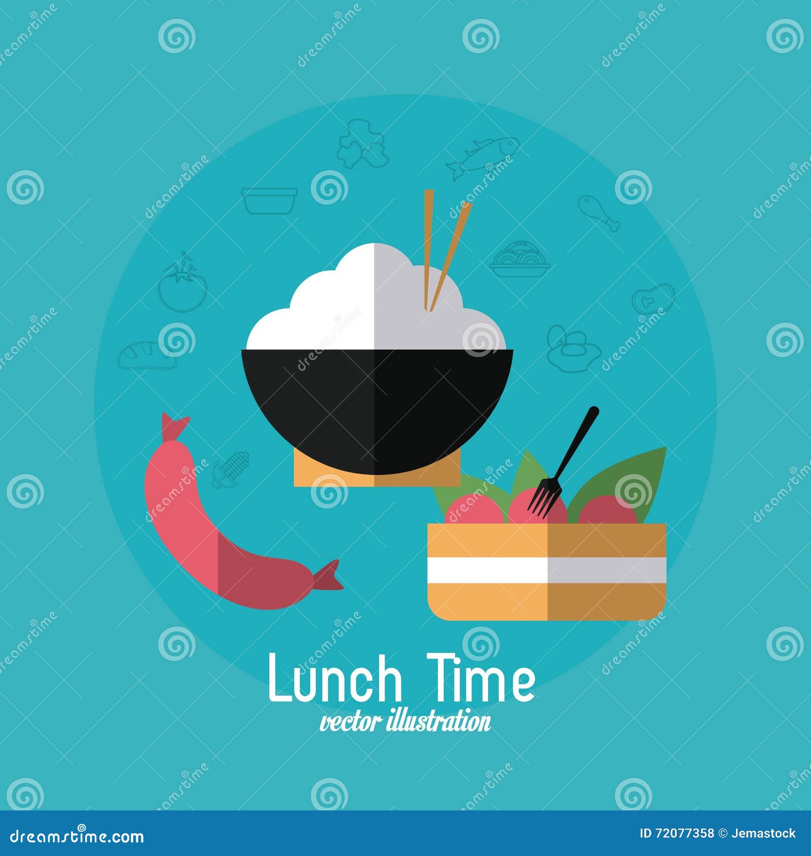 Lunch Time Design. Menu Icon. Flat Illustration , Editable Vector Stock ...
