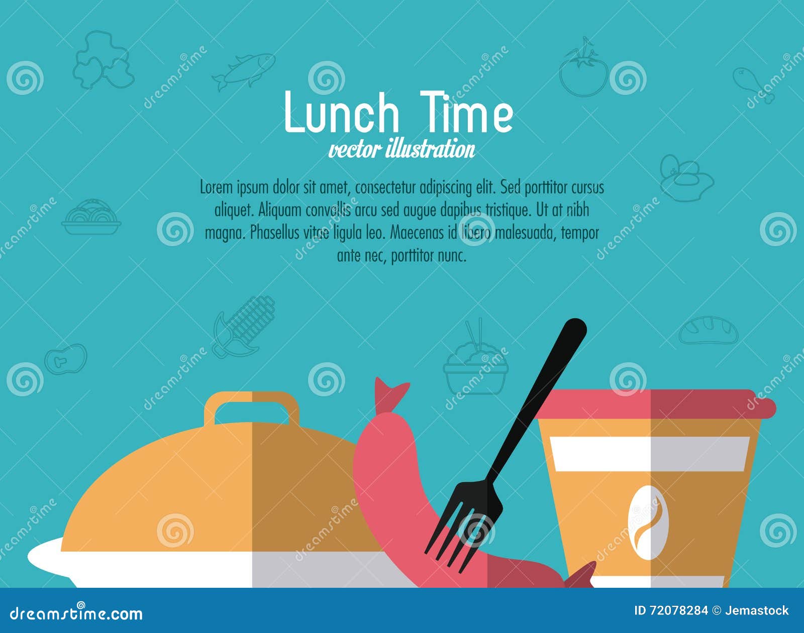 Lunch Time Design. Menu Icon. Flat Illustration , Editable Vector Stock ...