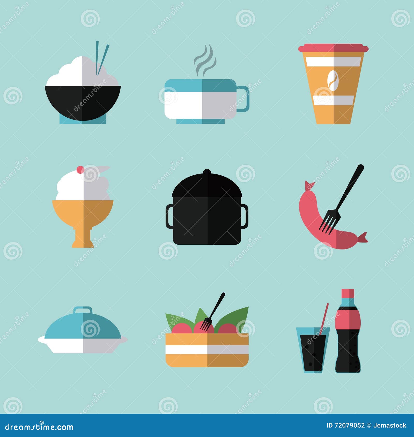 Lunch Time Design. Menu Icon. Flat Illustration , Editable Vector Stock ...