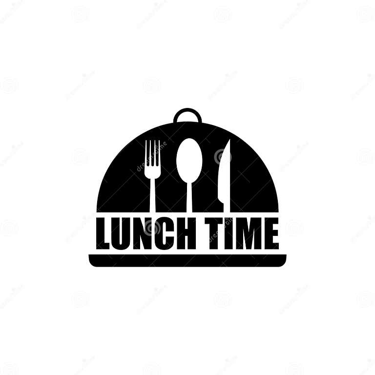 Lunch Time Icon Isolated on White Background Stock Vector - Illustration of background, meal ...