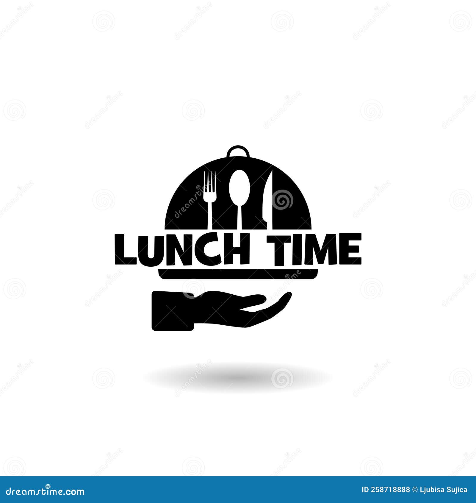 Lunch Time Icon Logo with Shadow Stock Vector - Illustration of ...