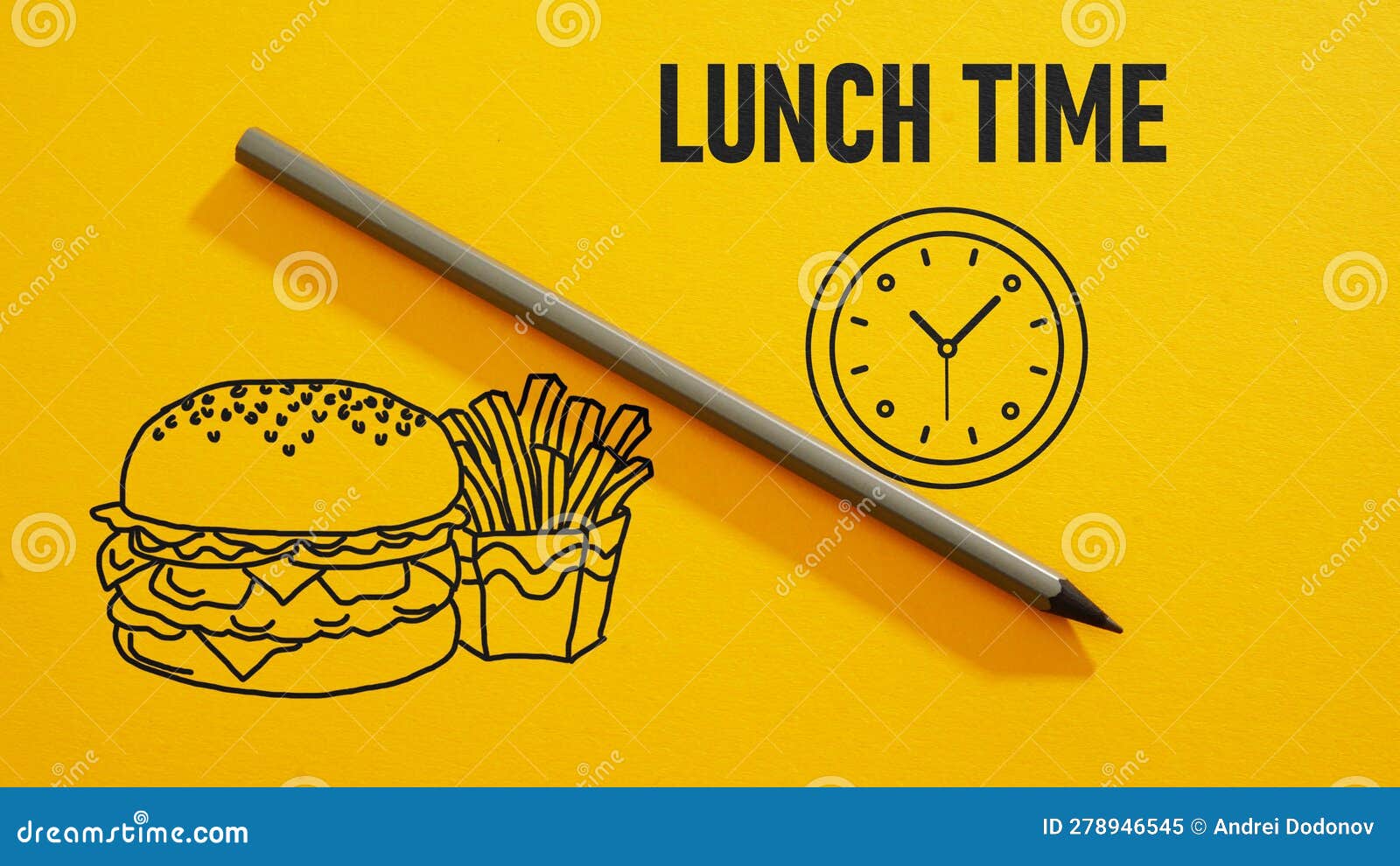 Lunch Time is Shown Using the Text and Picture of the Burger and the ...