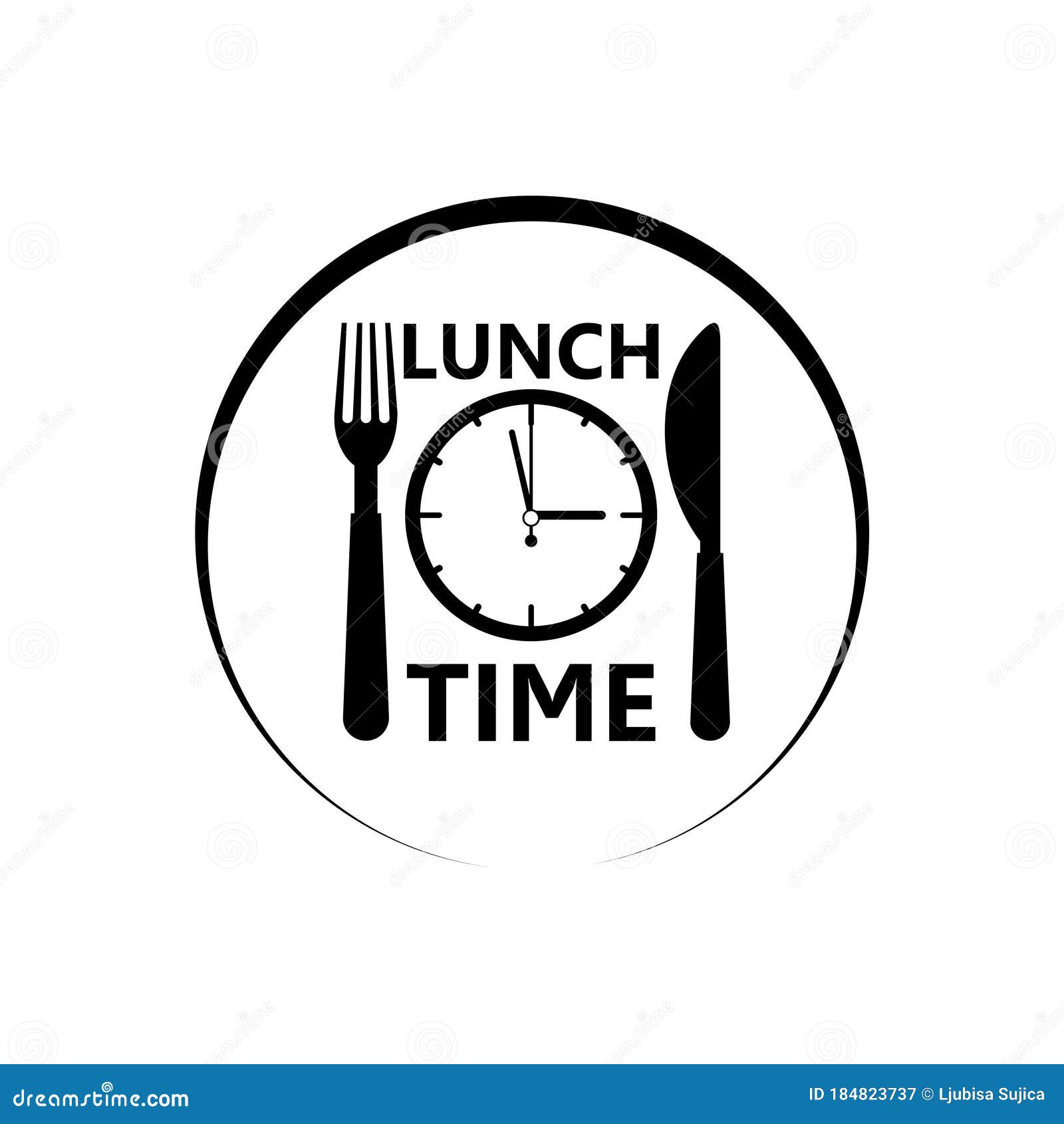 Lunch Time Simple Icon, Flat Design Isolated on White Background Stock ...
