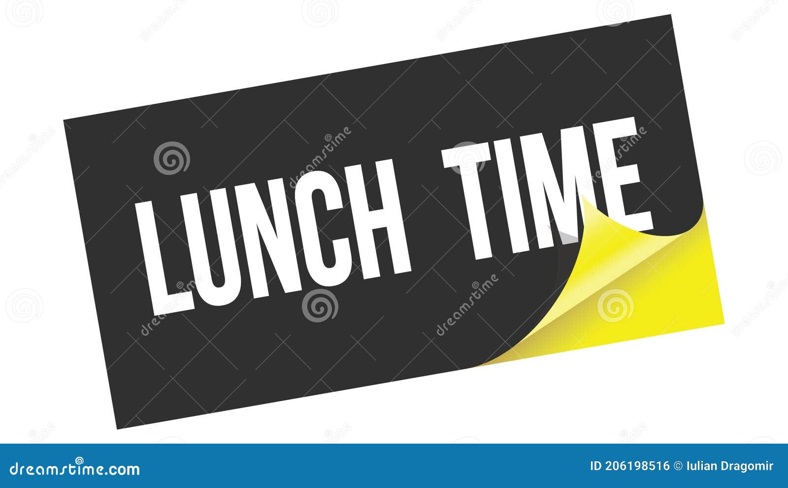 LUNCH TIME Text on Black Yellow Sticker Stamp Stock Illustration ...
