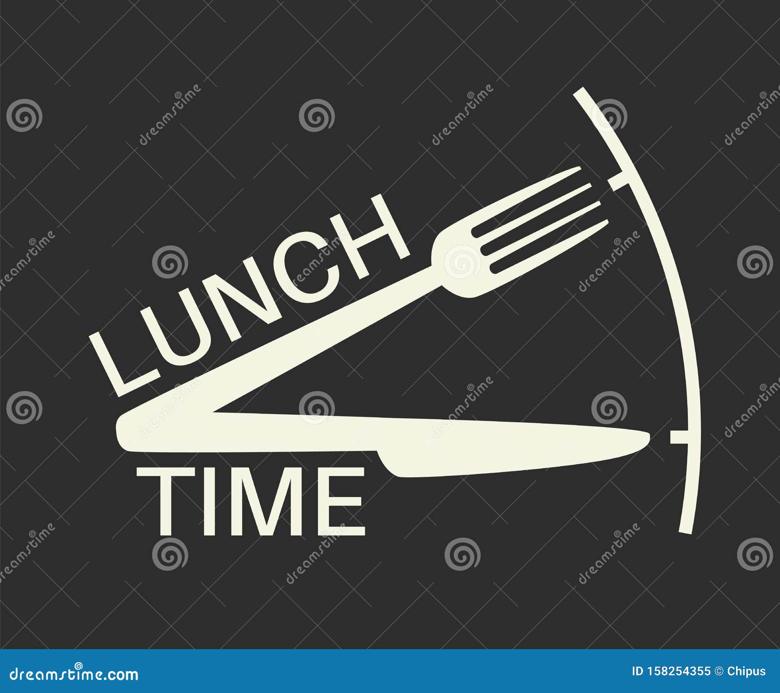 Lunch Time Text with Fork and Knife Stock Vector - Illustration of ...