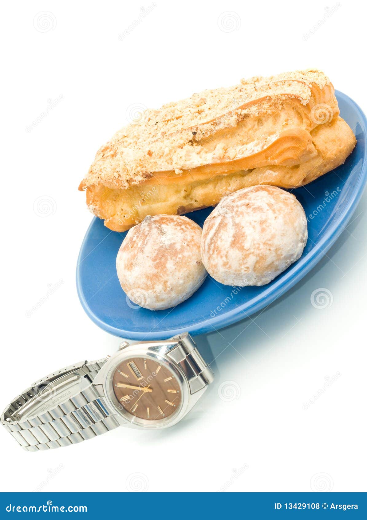 Lunch Time - Watch and Delicious Pastry Stock Photo - Image of bake ...