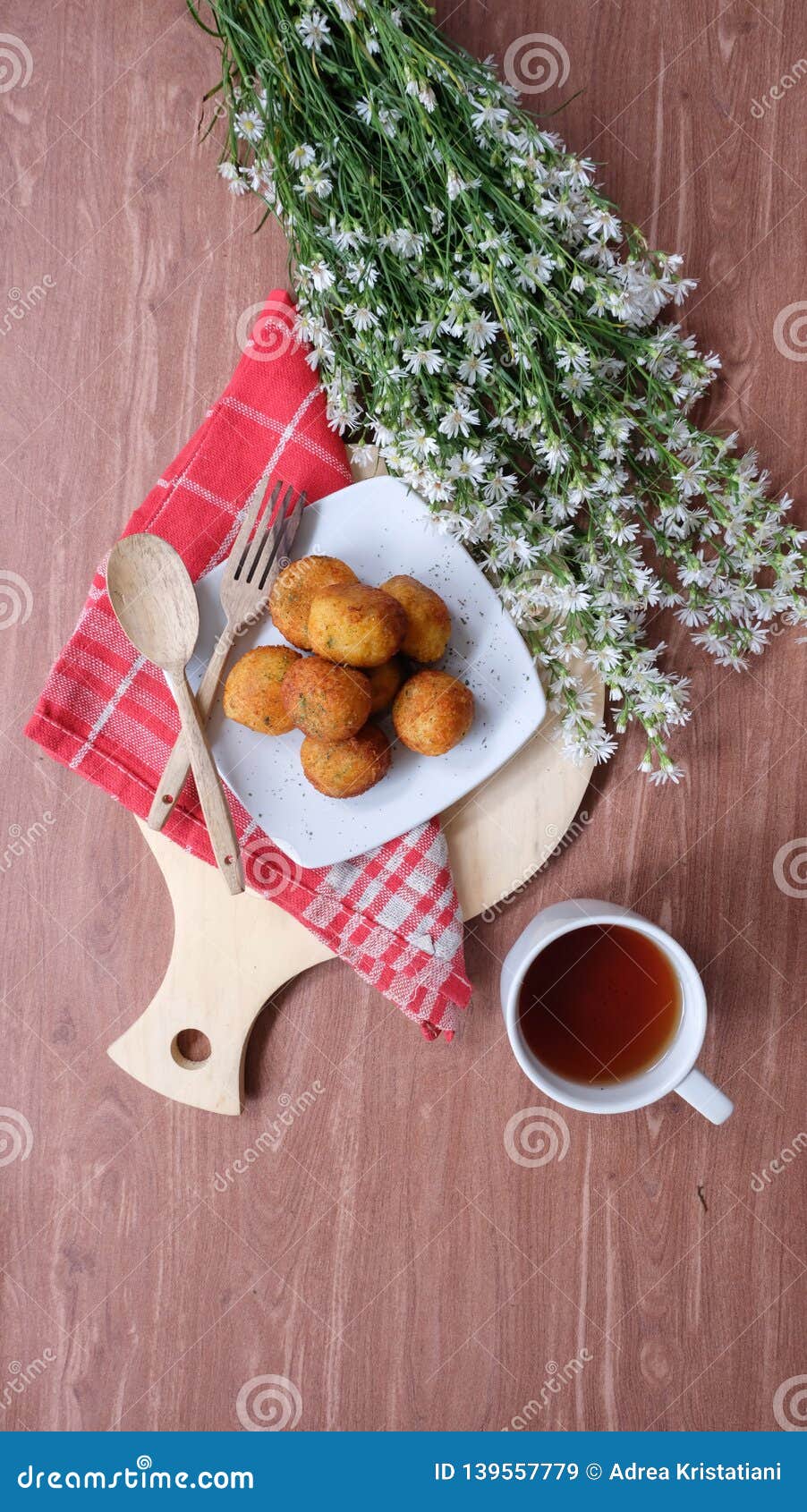 Lunch Time on a Wooden Table Stock Image - Image of bitterballen ...
