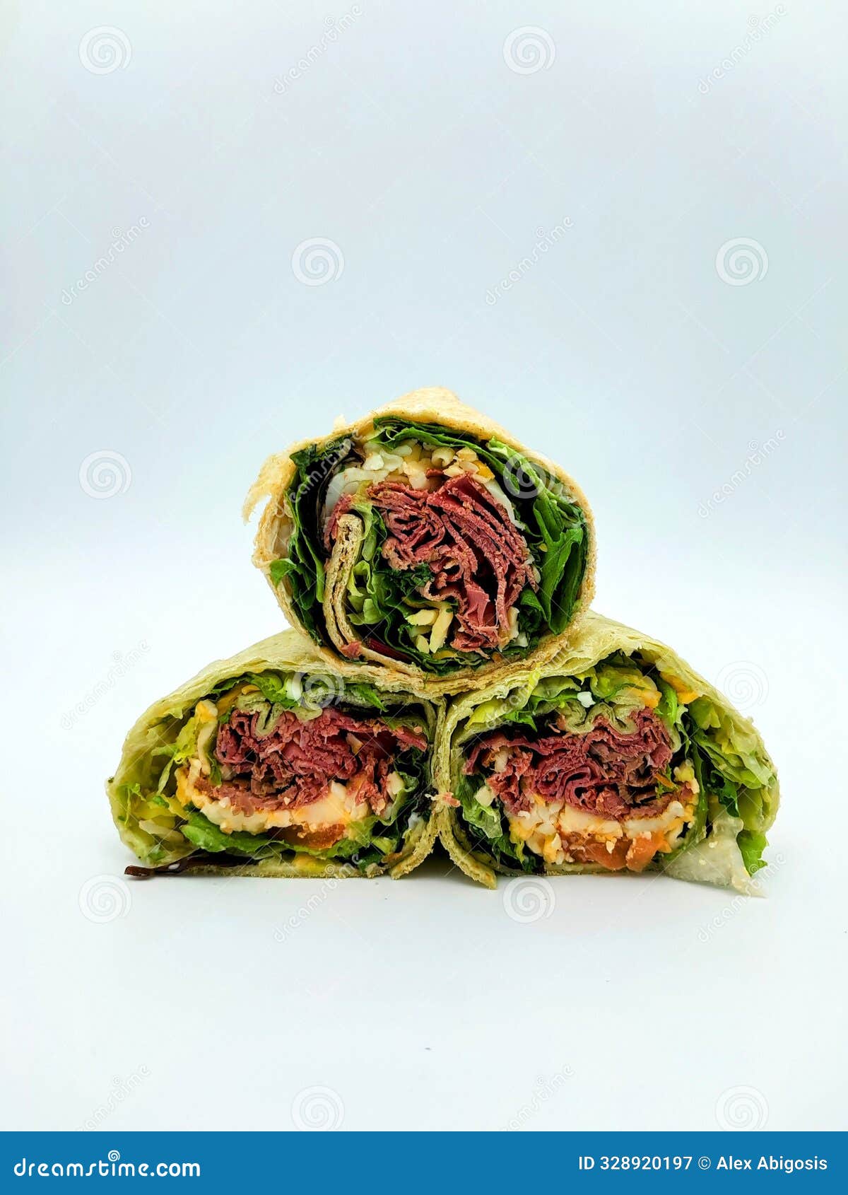 Lunch Wraps with Meat and Vegetables on a White Background Stock Image ...