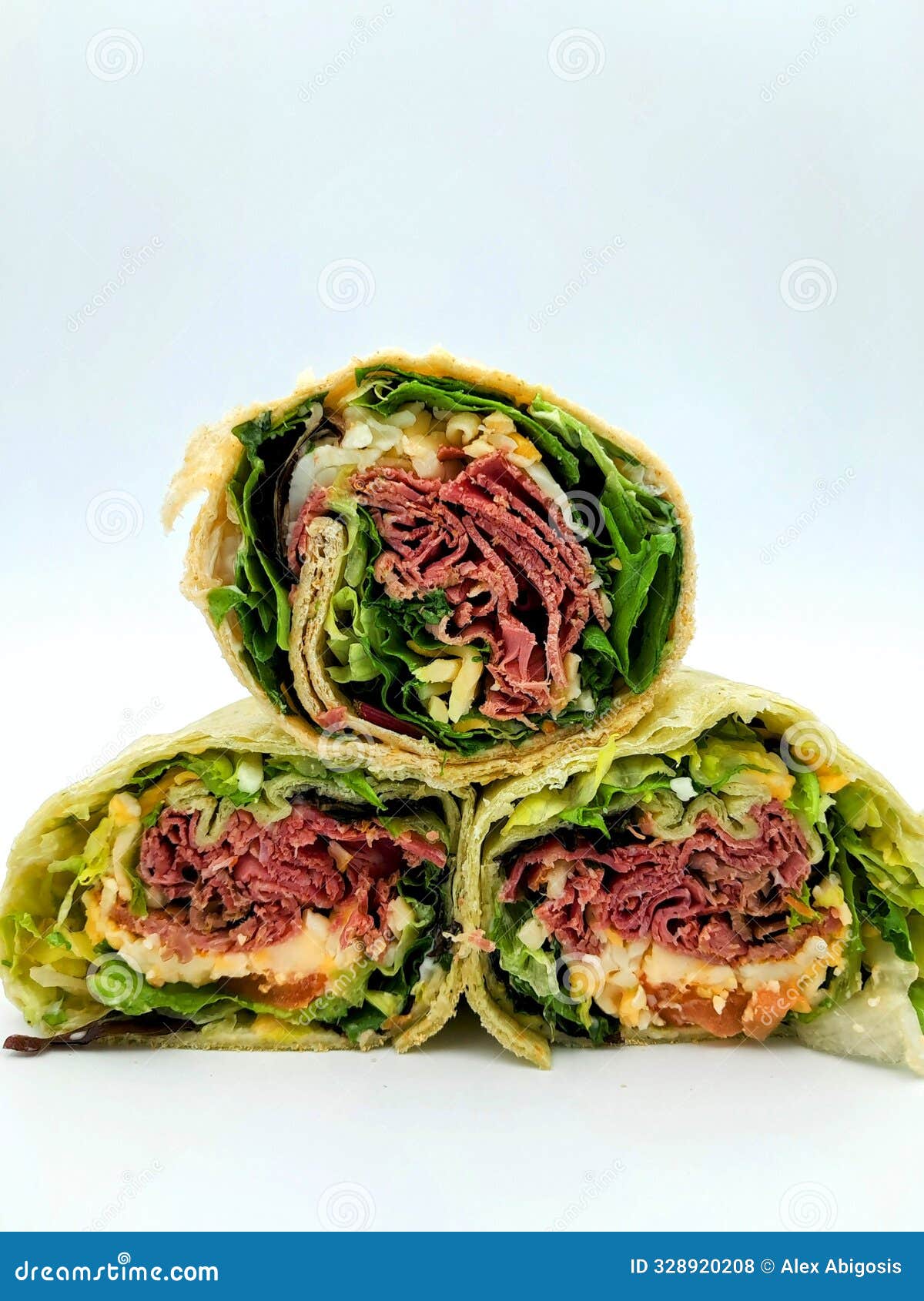 Lunch Wraps with Meat and Vegetables on a White Background Stock Photo ...