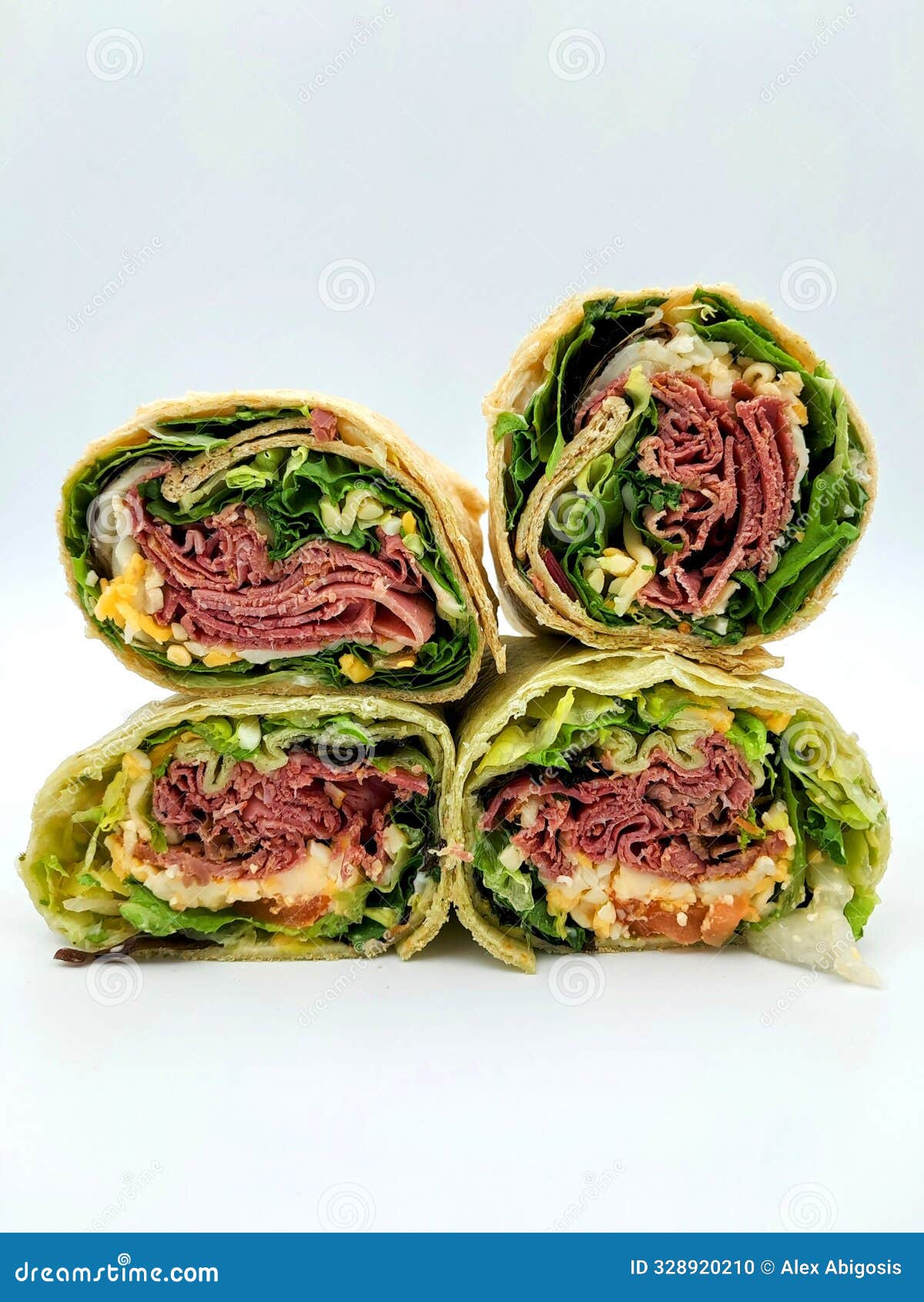 Lunch Wraps with Meat and Vegetables on a White Background Stock Photo ...