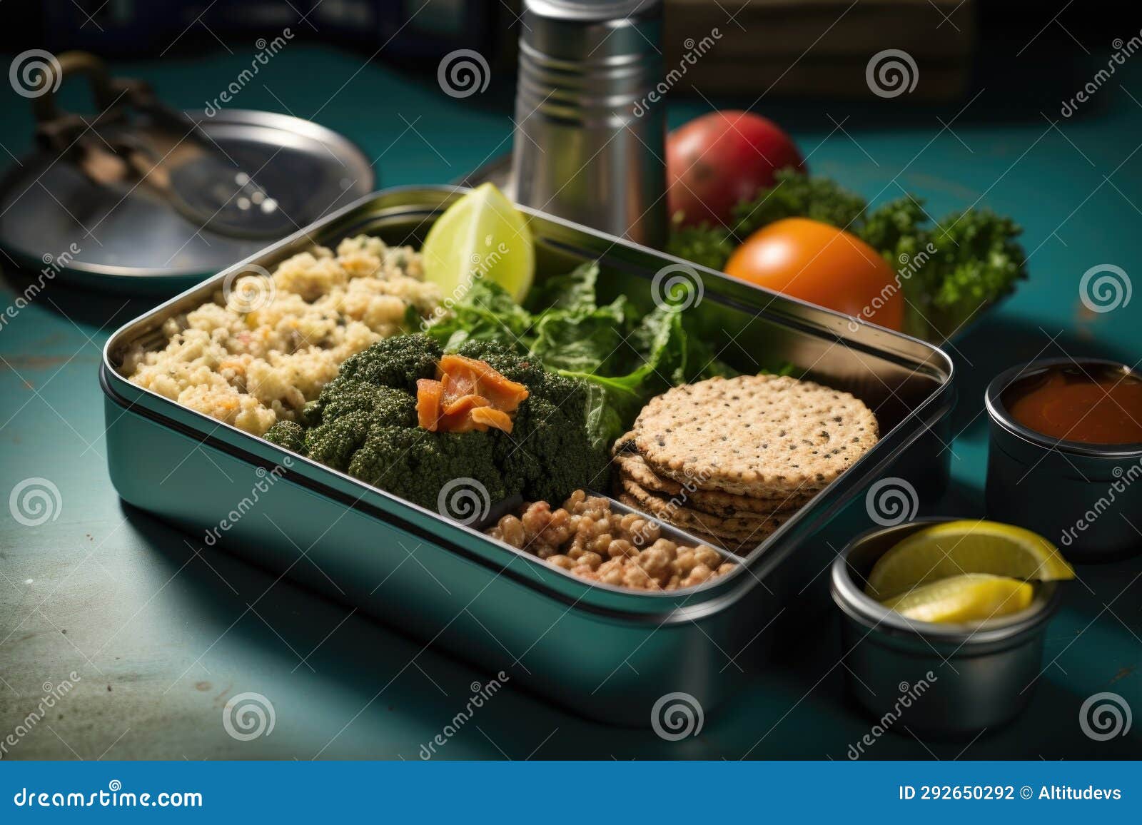 Lunchbox with a Healthy Meal on a Canteen Table Stock Photo - Image of ...