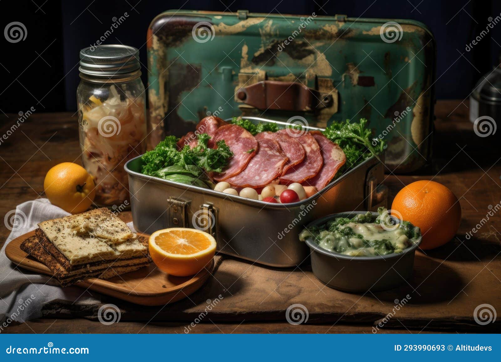 Lunchbox with a Healthy Meal on a Canteen Table Stock Image - Image of ...