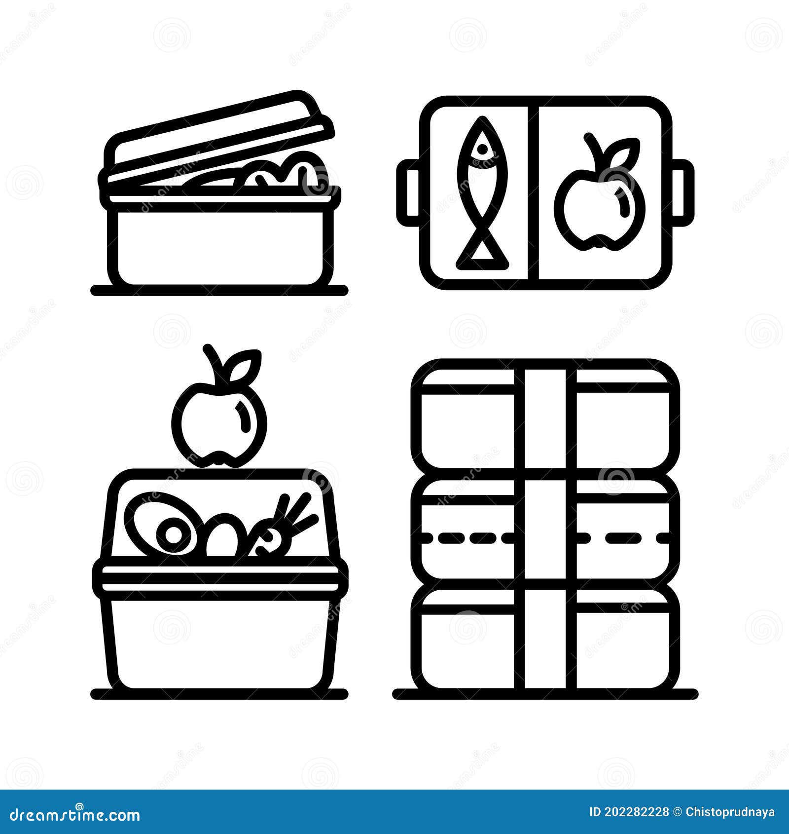 Lunchbox Outline Icon Set Cartoon Vector | CartoonDealer.com #202282319