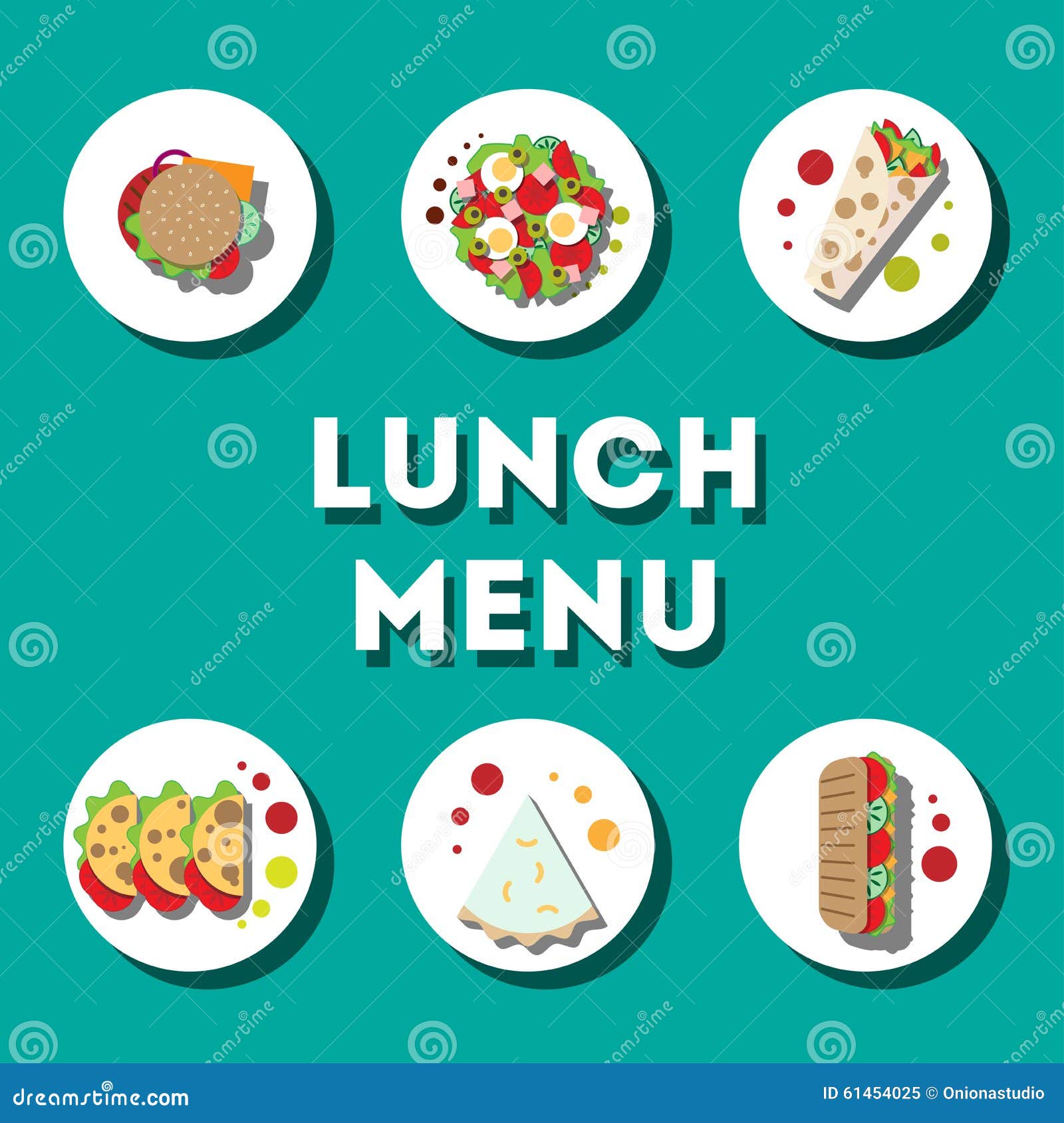 Lunchmenu, Modern Vlak Pictogram Vector Illustratie - Illustration of ...