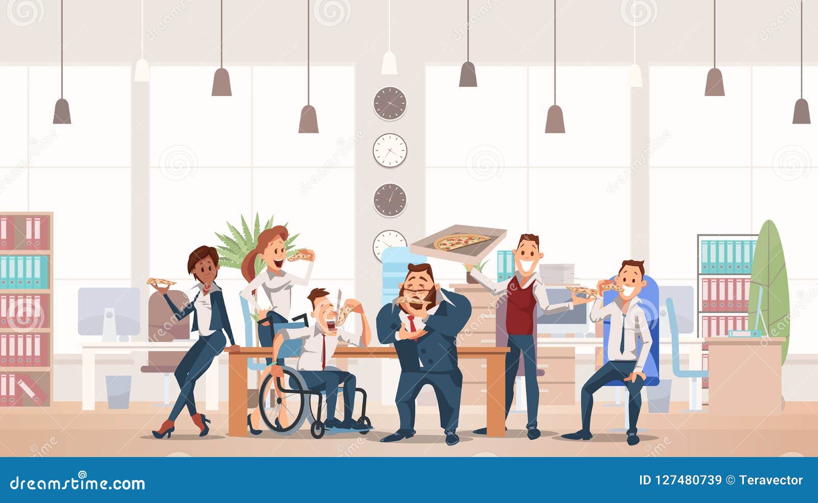 Lunchtijd Op Kantoor Vector Illustratie Vector Illustratie ...