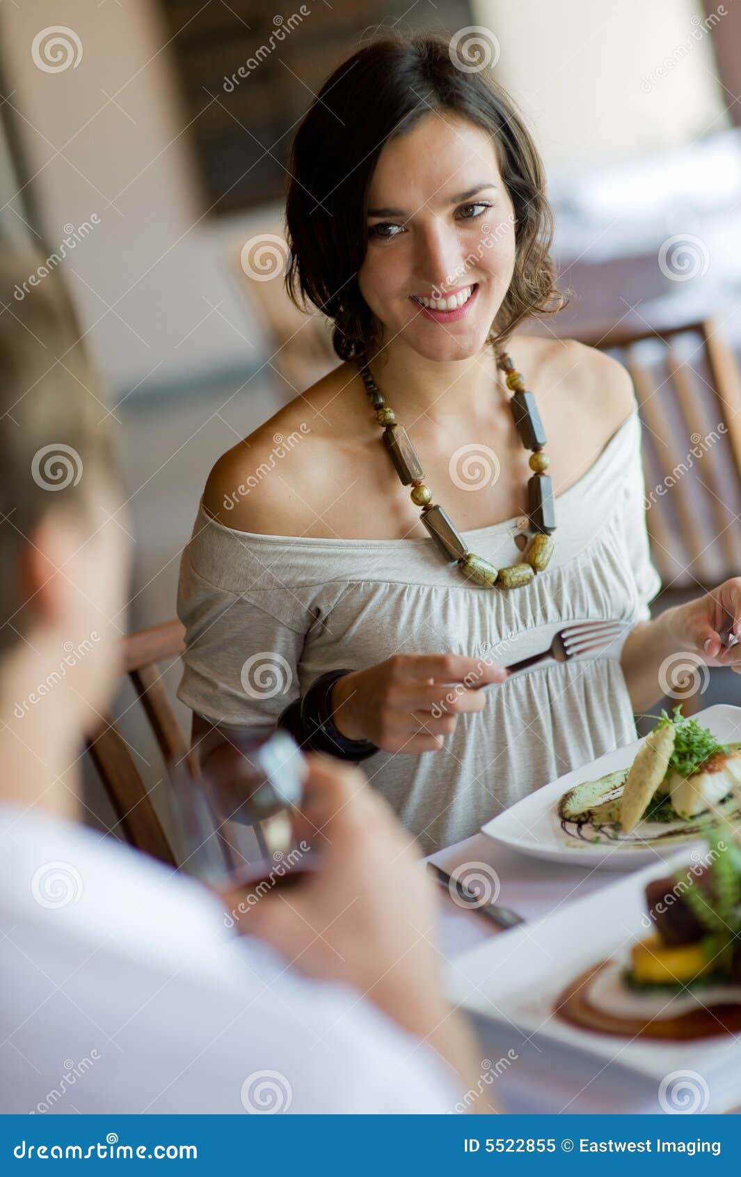 Lunchtime stock image. Image of woman, male, good, outside - 5522855