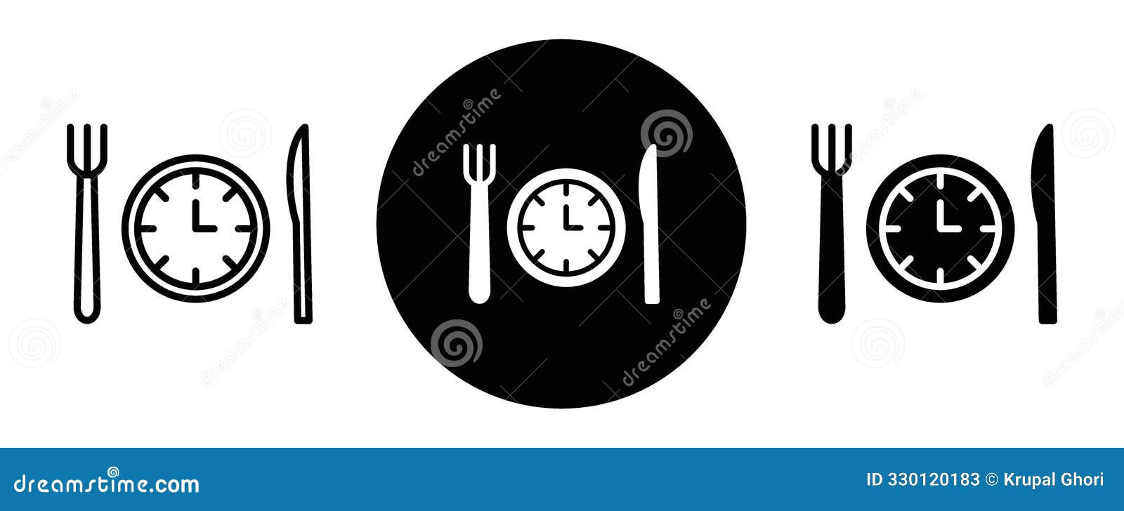 Lunchtime Outline Icon Collection or Set. Lunchtime Thin Vector Line ...