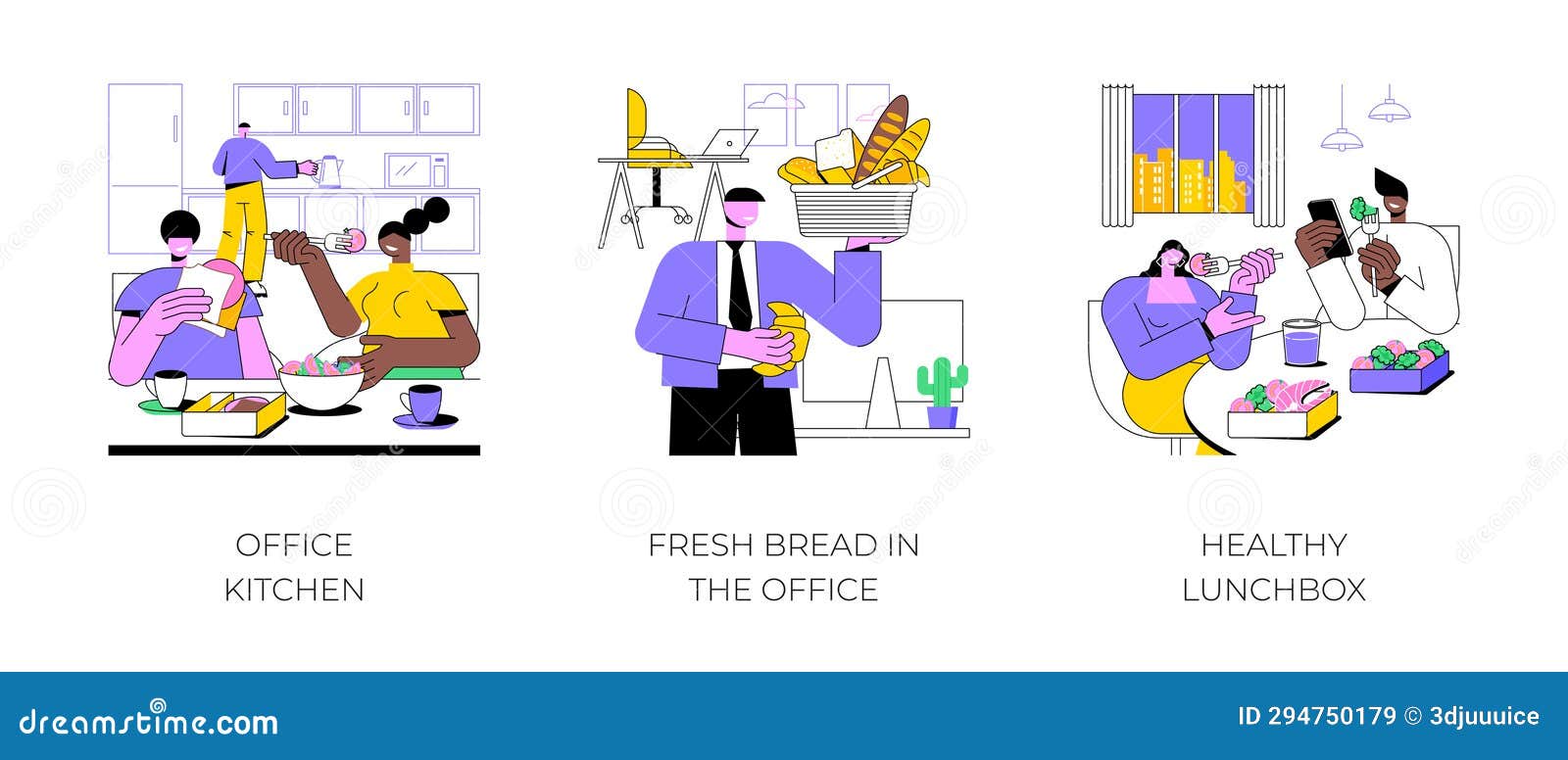 Lunchtime At Work Isolated Cartoon Vector Illustrations ...